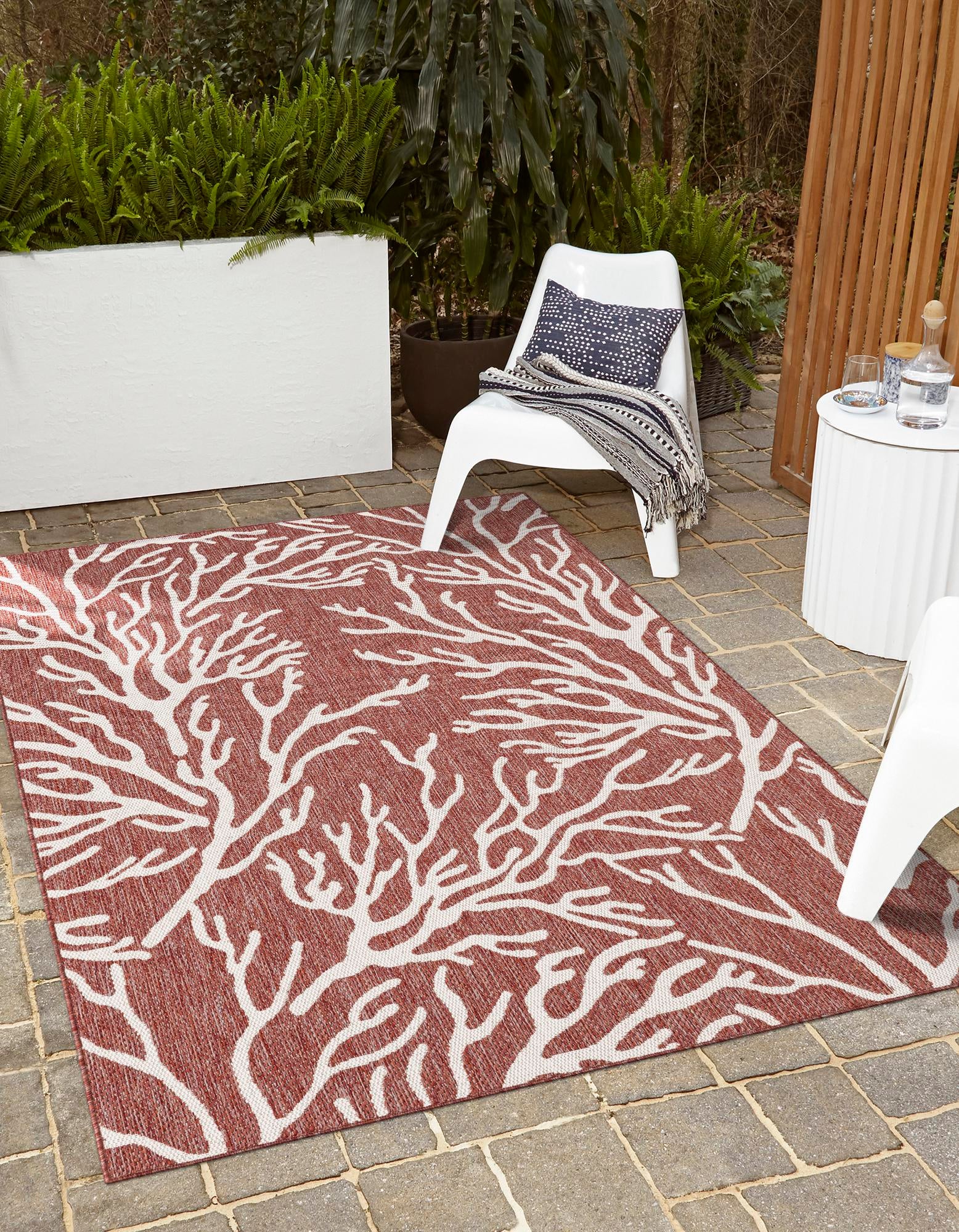 Rust Red 7' 10 x 10' Coastal Indoor / Outdoor Rug | Rugs.com