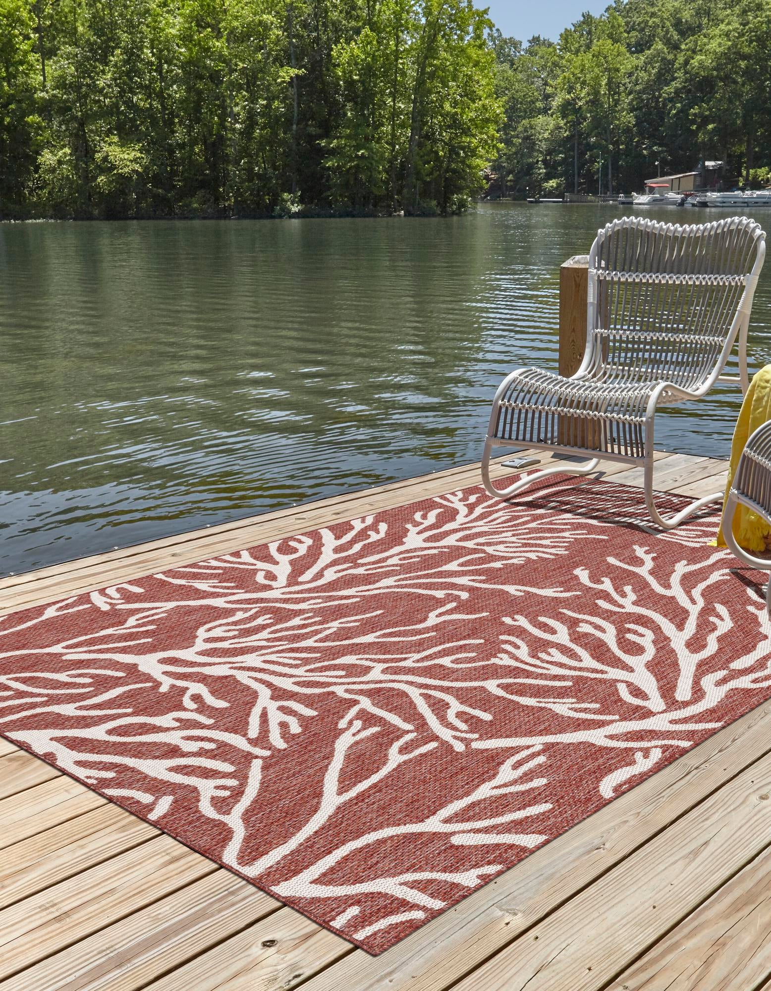 Rust Red 10' x 14' Coastal Indoor / Outdoor Rug | Rugs.com