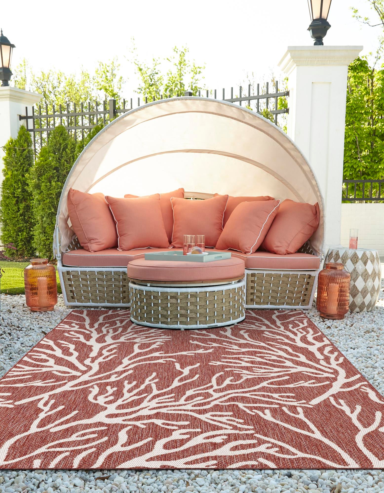 Rust Red 7' 10 x 10' Coastal Indoor / Outdoor Rug | Rugs.com