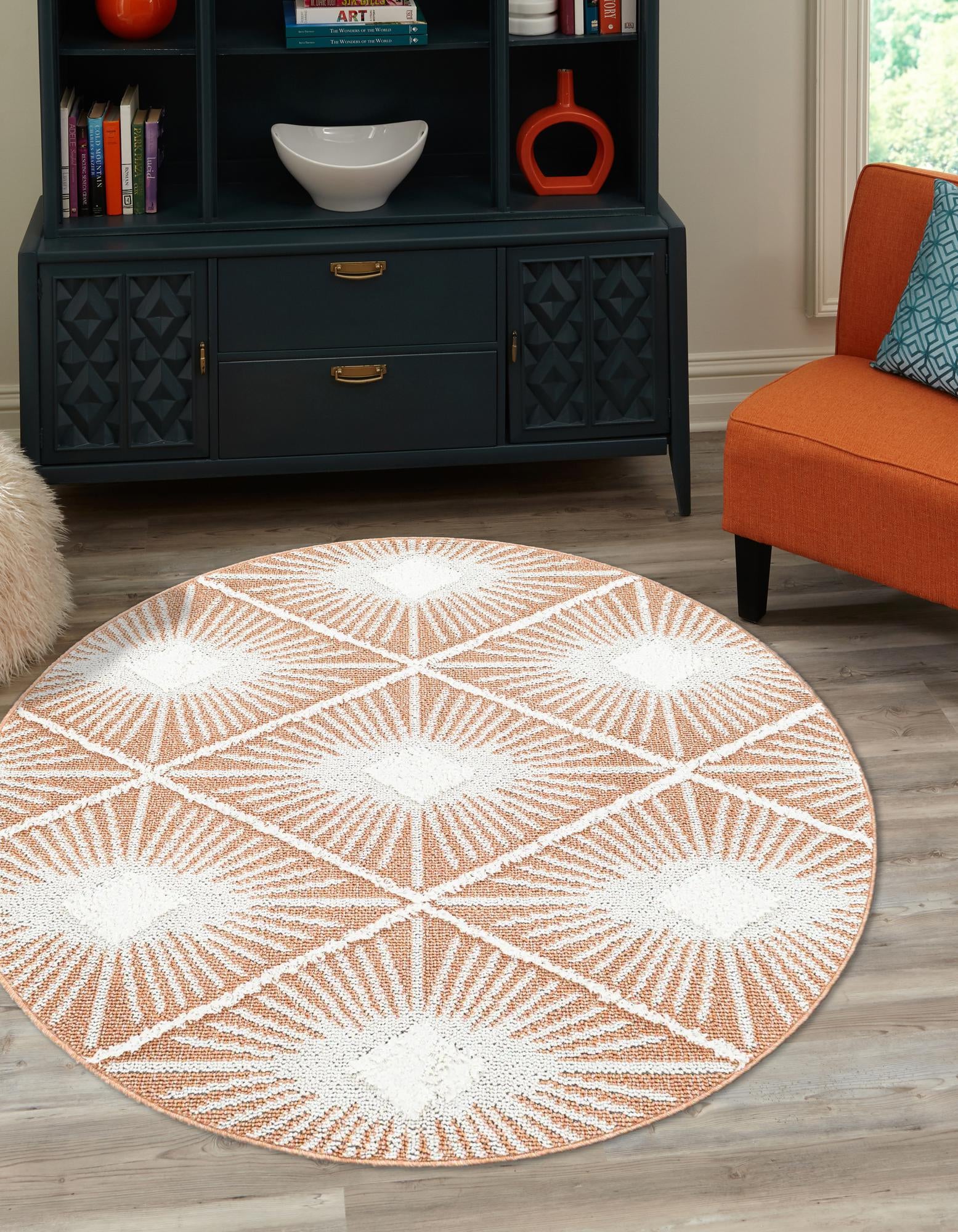 Rust Red 6' x 6' Boho Round Rug | Rugs.com