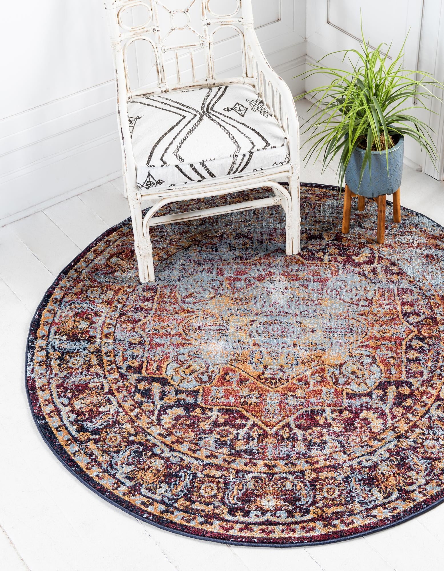 Rust Red 5' x 5' Charlotte Round Rug | Rugs.com