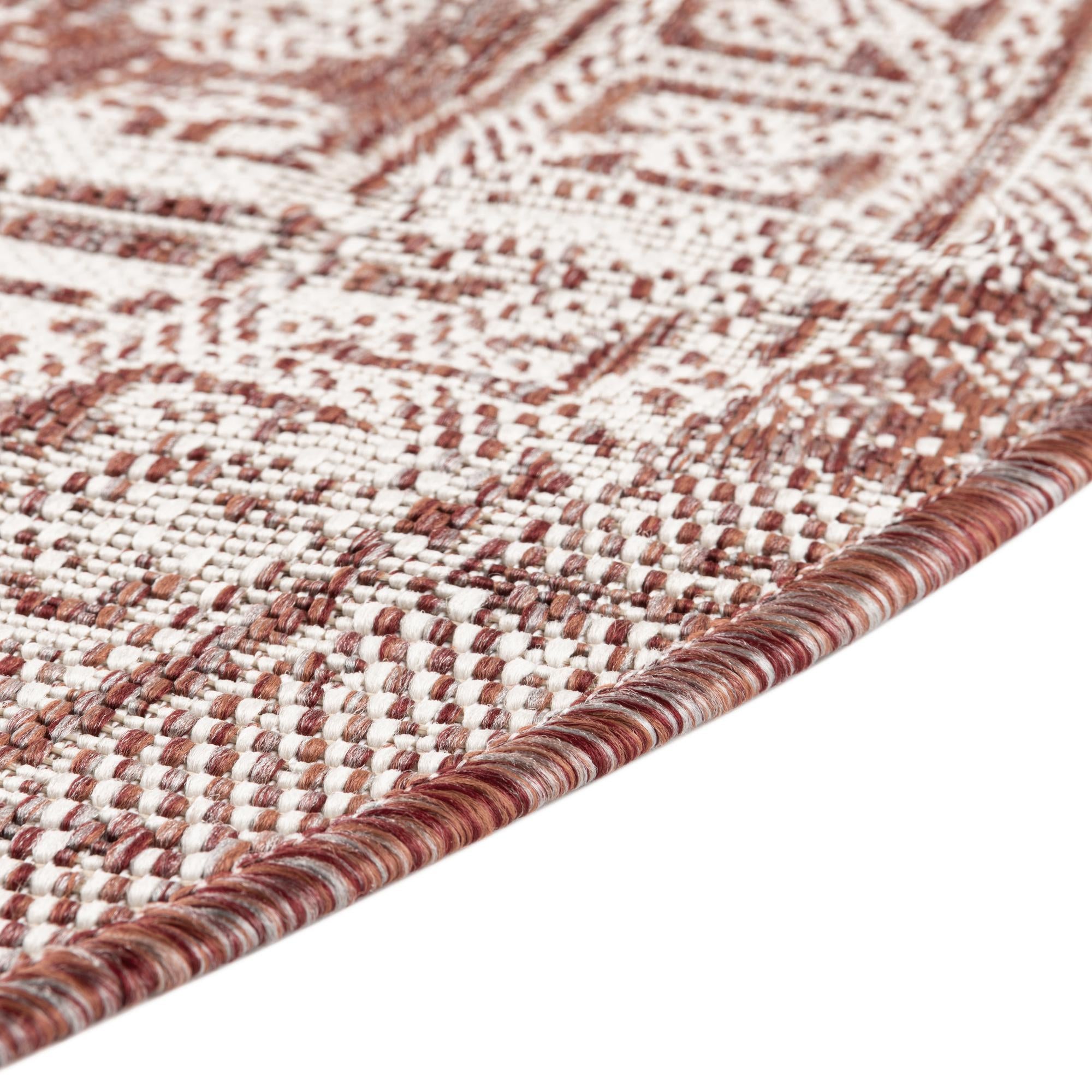 Rust Red 5' 3 x 5' 3 Aztec Indoor / Outdoor Round Rug | Rugs.com