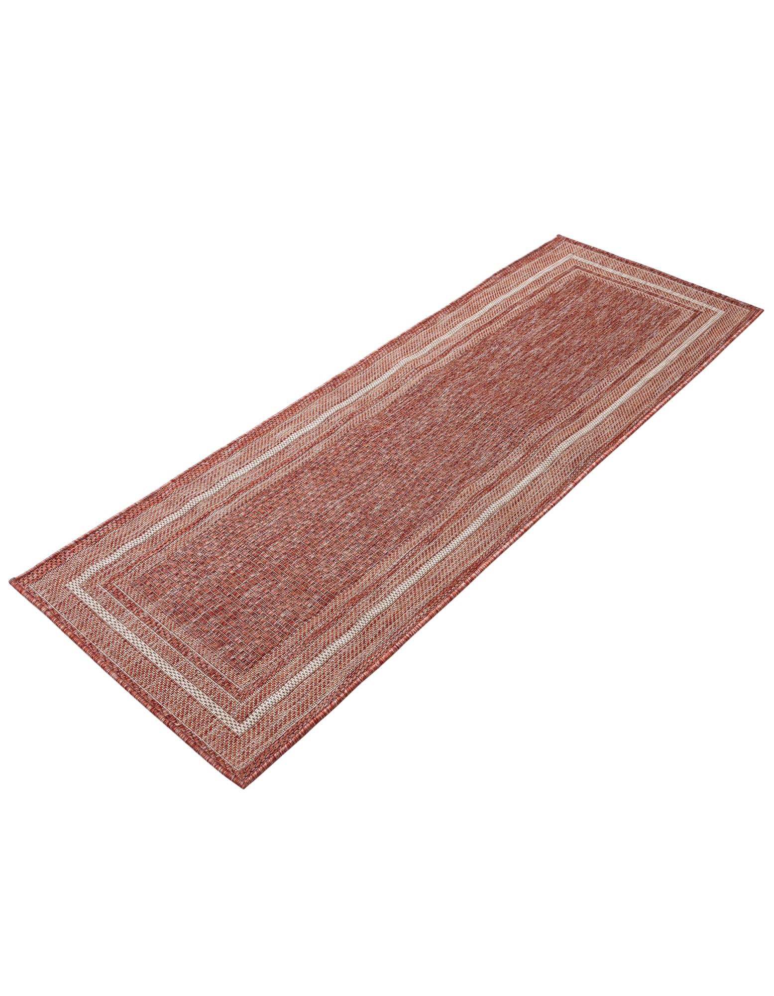 Rust Red 2' x 6' Border Indoor / Outdoor Runner Rug | Rugs.com