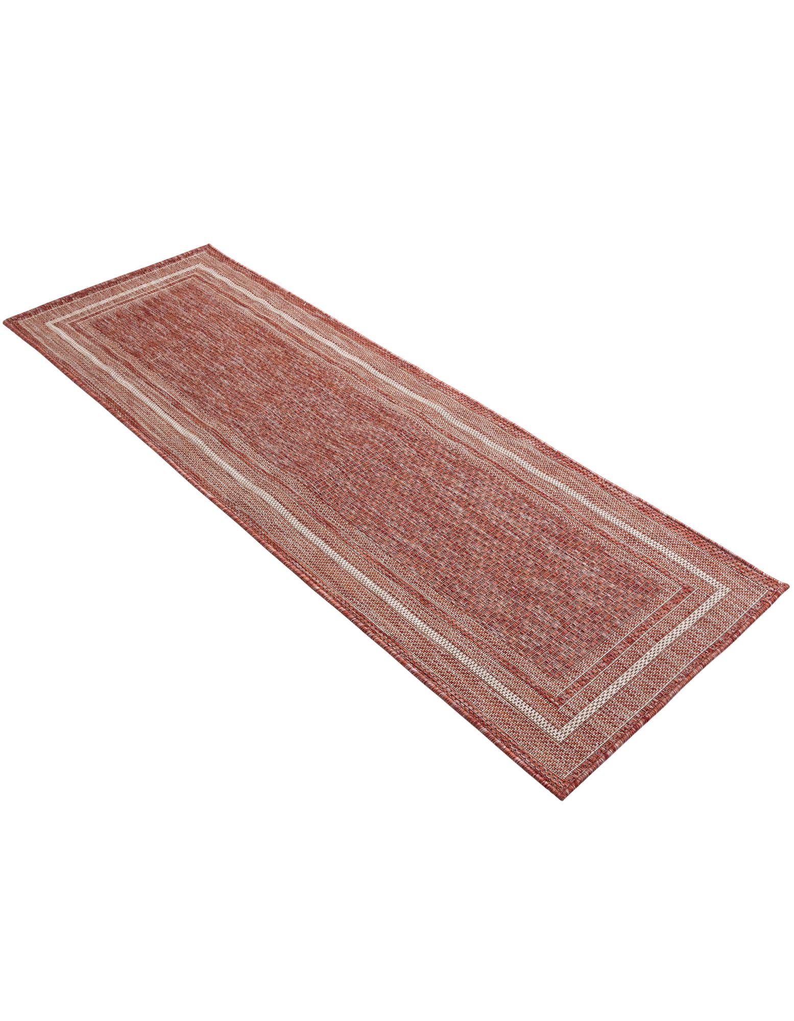 Rust Red 2' x 6' Border Indoor / Outdoor Runner Rug | Rugs.com