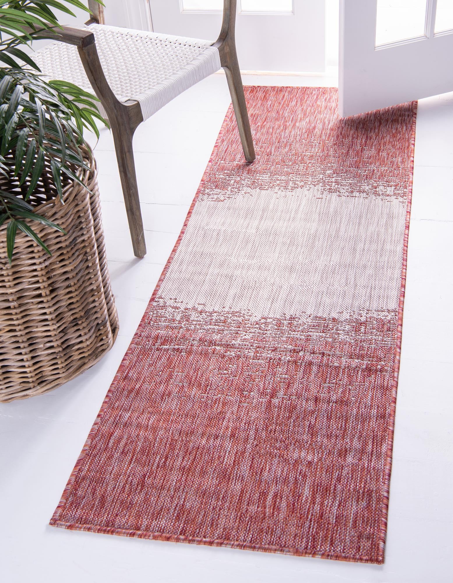 Rust Red 2' x 6' Border Indoor / Outdoor Runner Rug | Rugs.com