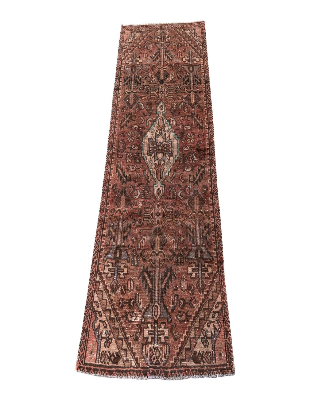 Rust Red 2' 6 x 5' 9 Hand Knotted Ultra Vintage Persian Wool Runner Rug ...