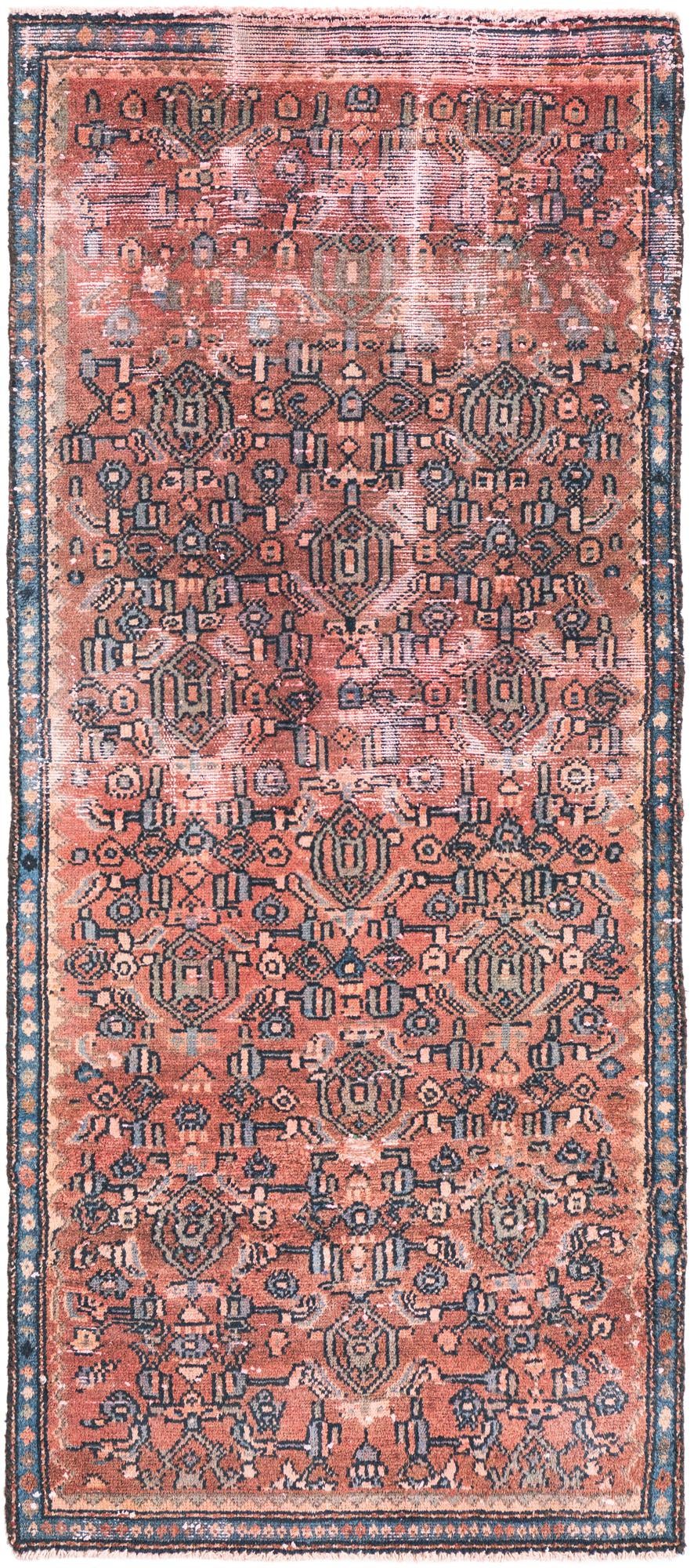 Rust Red 2' 3 x 5' 5 Hand Knotted Ultra Vintage Persian Wool Runner Rug ...