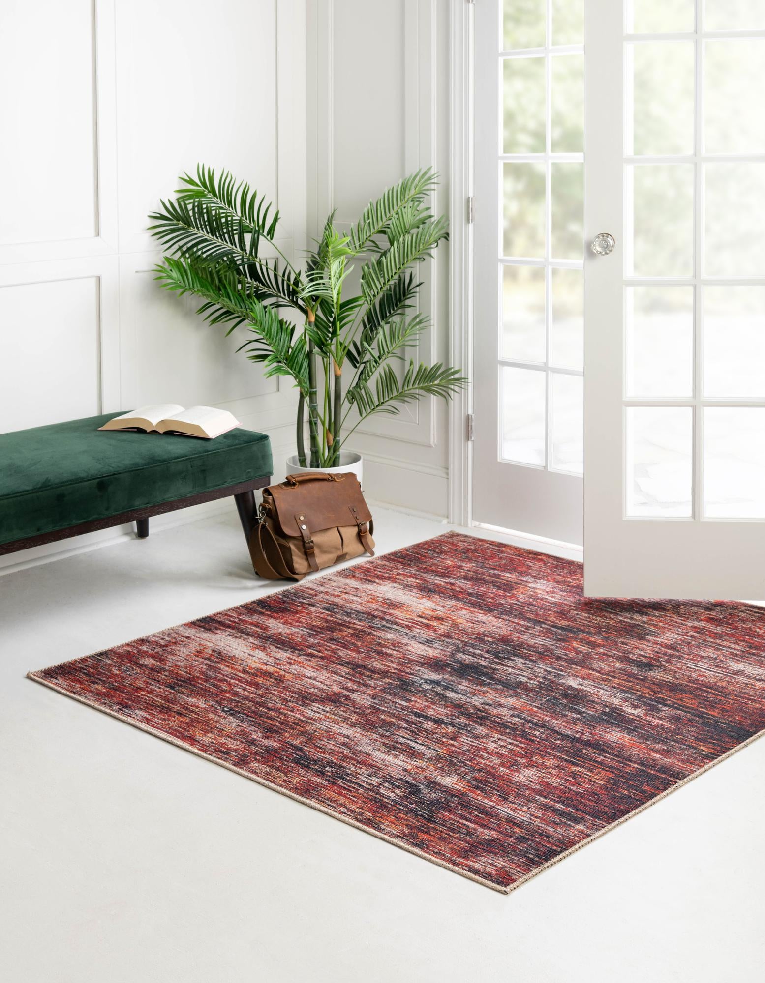 Rust Red 5' x 5' Asha Square Rug | Rugs.com