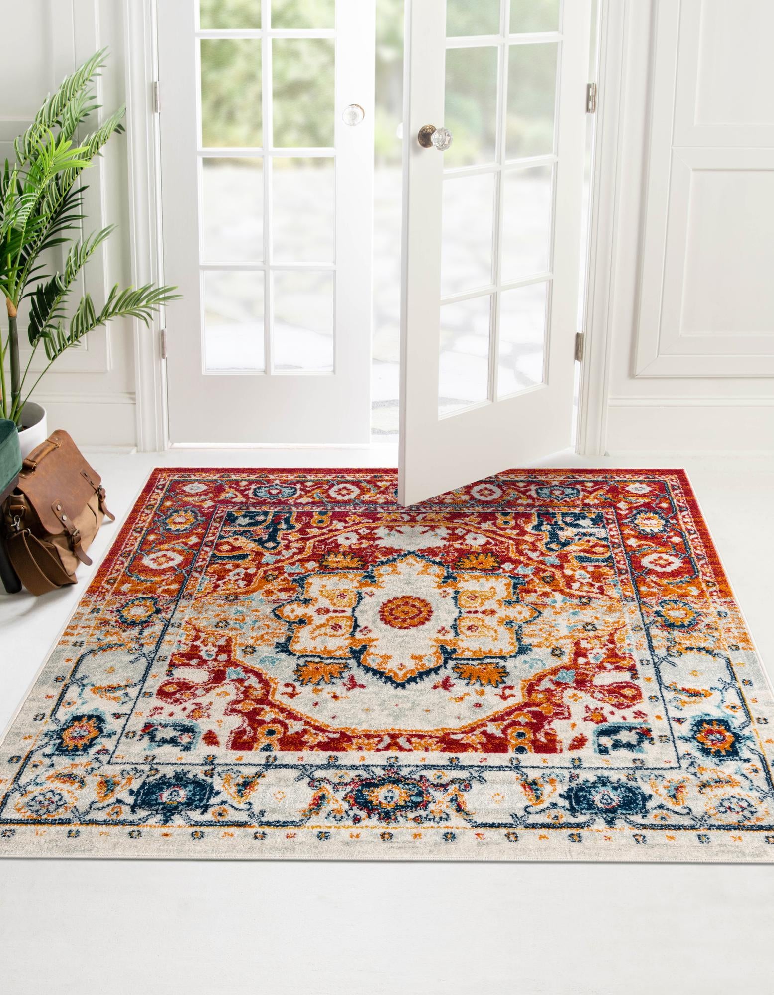 Rust Red 7' 10 x 7' 10 Madeline Vintage Square Rug | Rugs.com