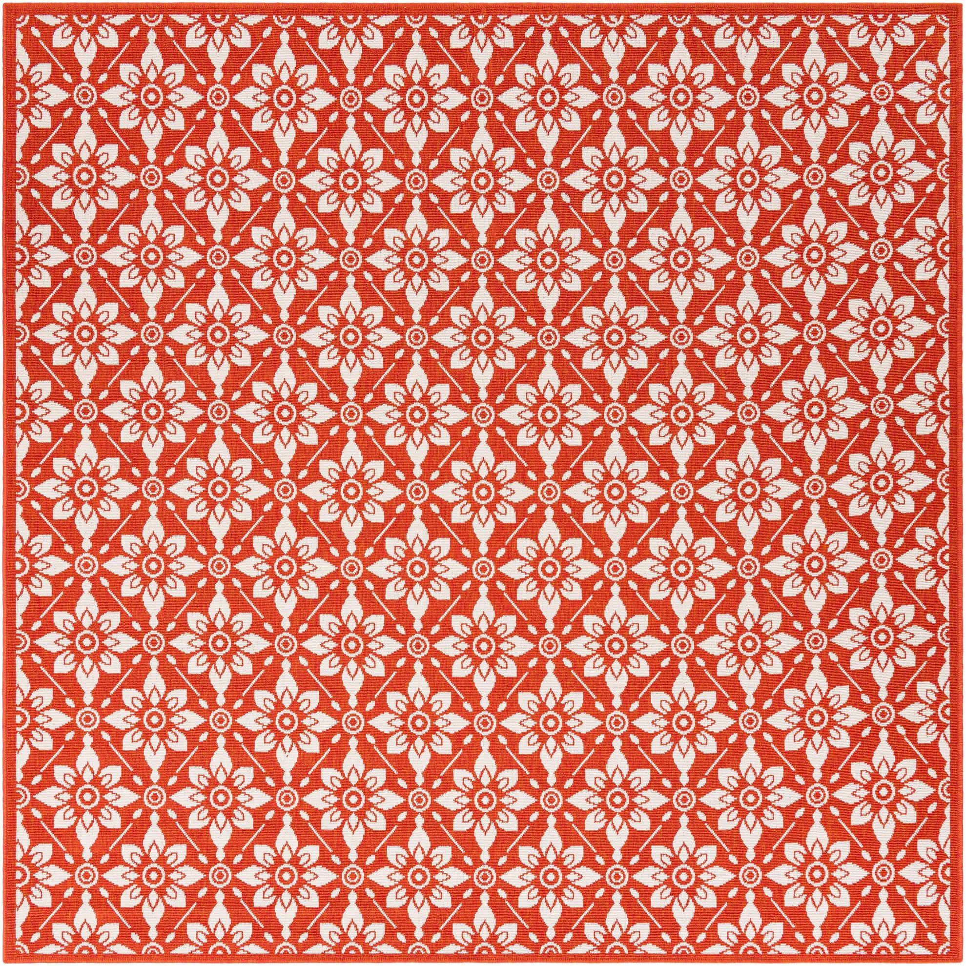 Rust Red 7' 10 x 7' 10 Lattice Indoor / Outdoor Square Rug | Rugs.com