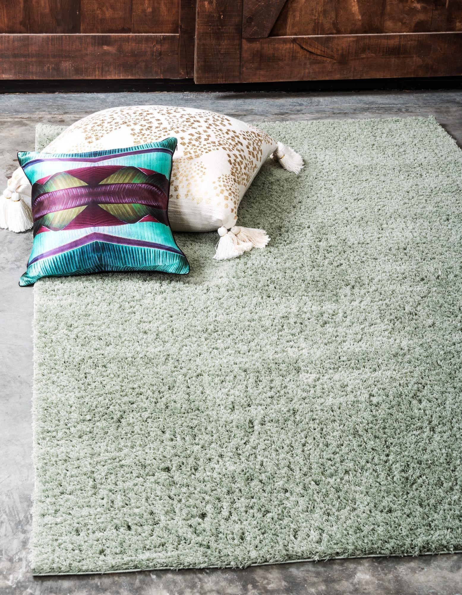 Sage Green 5' x 8' Solid Shag Rug | Rugs.com