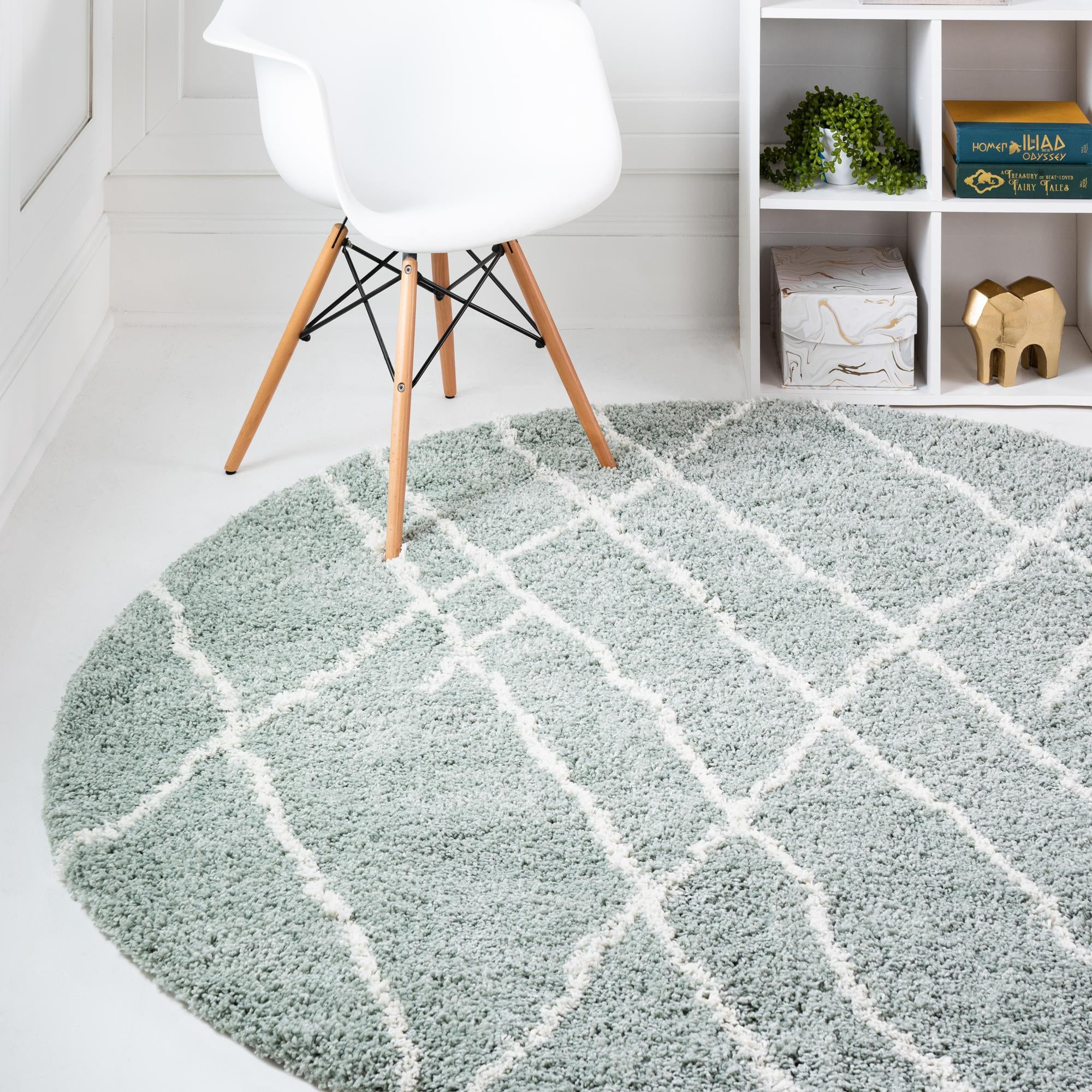 Sage Green 8' x 8' Soft Touch Shag Round Rug | Rugs.com