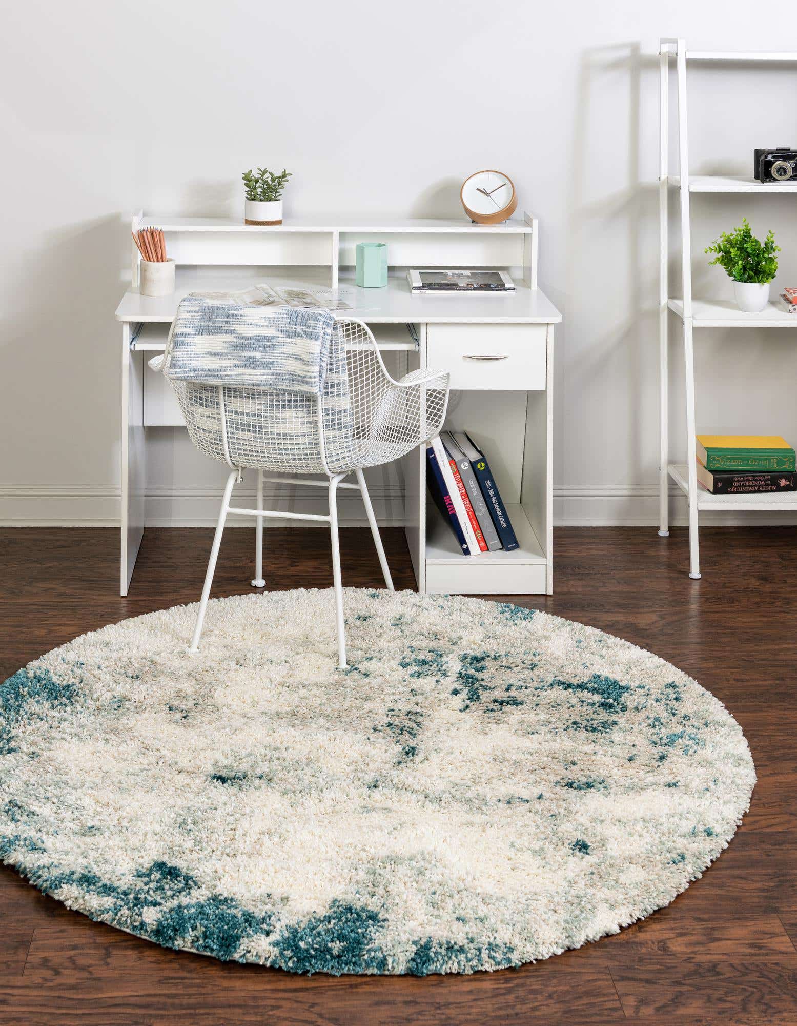 Sage Green 5' 3 x 5' 3 Soft Touch Shag Round Rug | Rugs.com