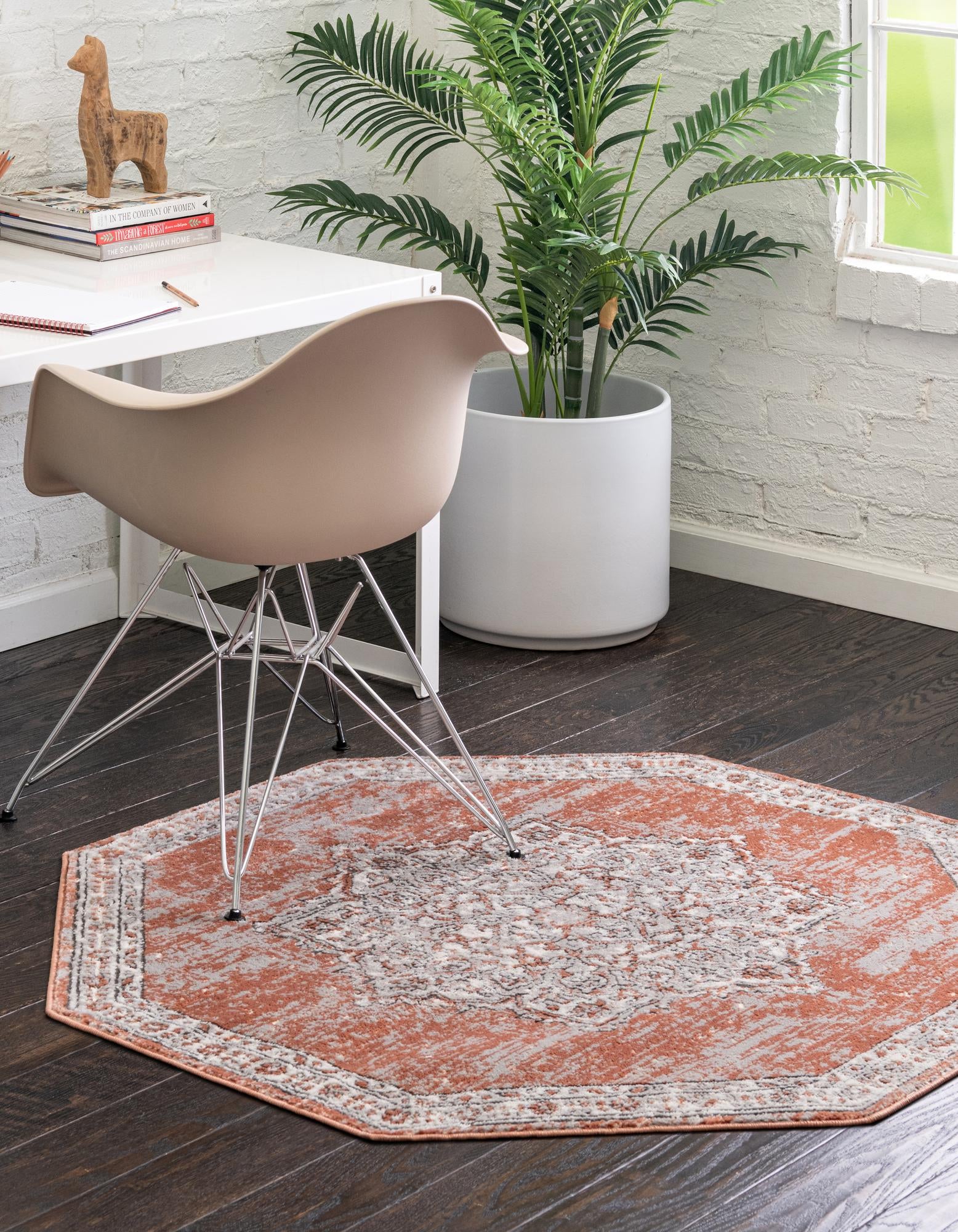 Salmon Pink 7' x 7' Nyla Octagon Rug | Rugs.com