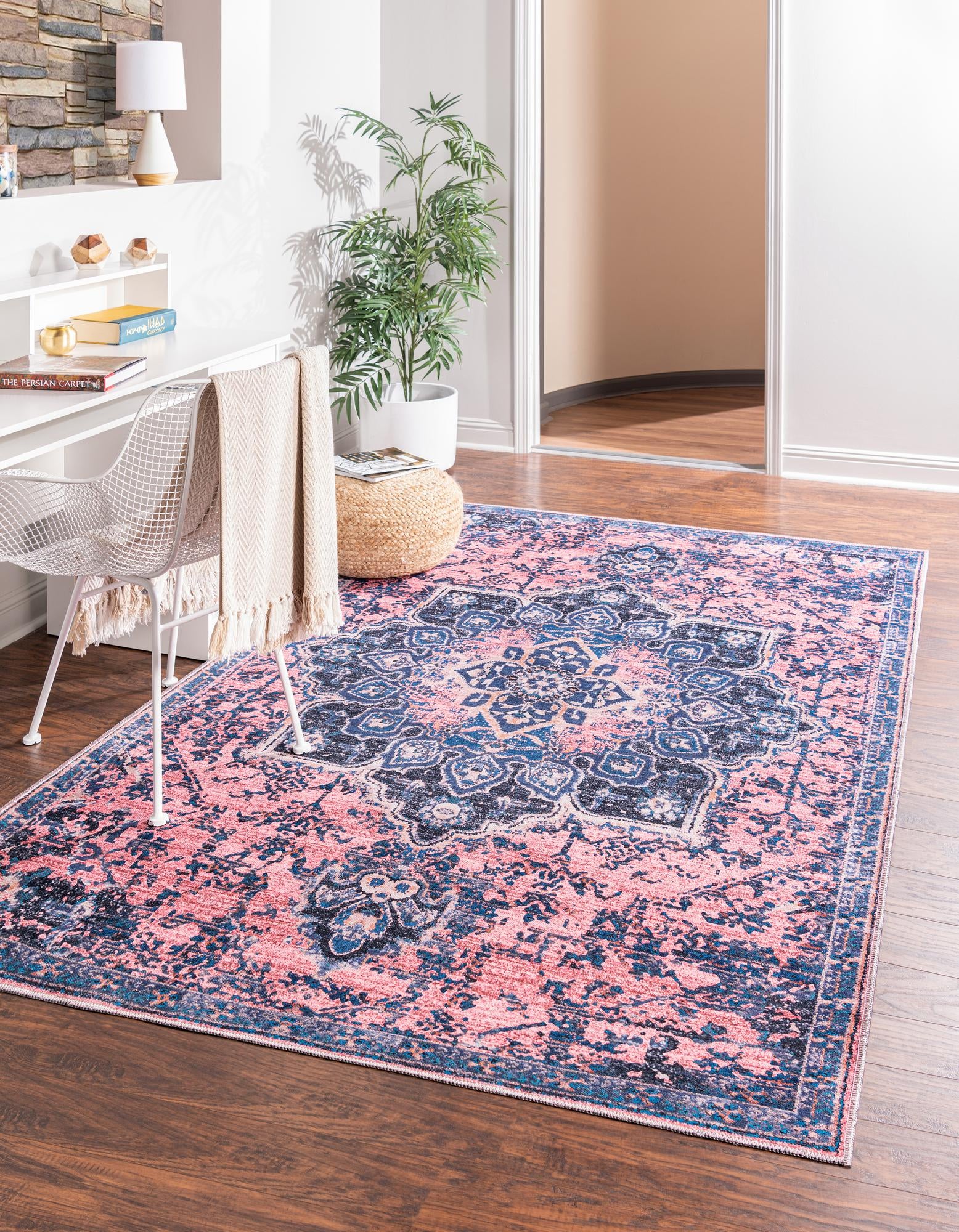 Salmon Pink 7' 10 x 11' Washable Francesca Rug | Rugs.com
