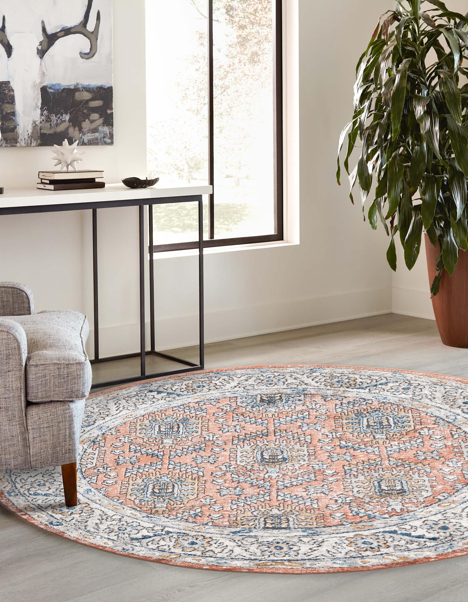 Salmon Pink 10' x 10' Nyla Round Rug | Rugs.com