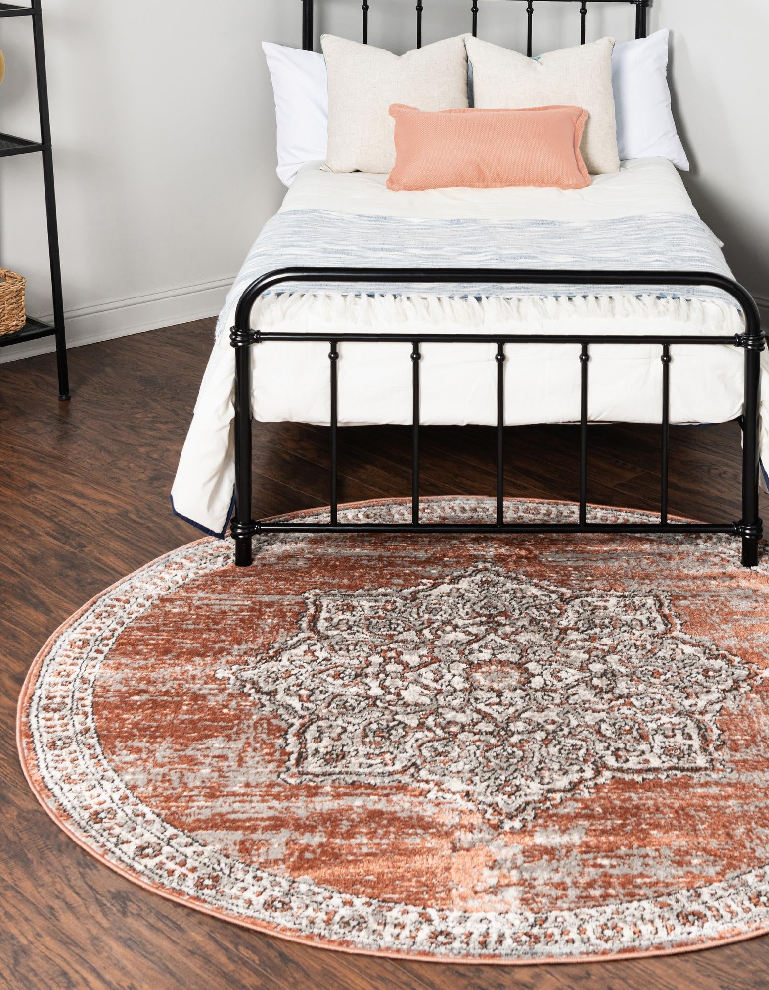 Salmon Pink 5' 3 x 5' 3 Nyla Round Rug | Rugs.com