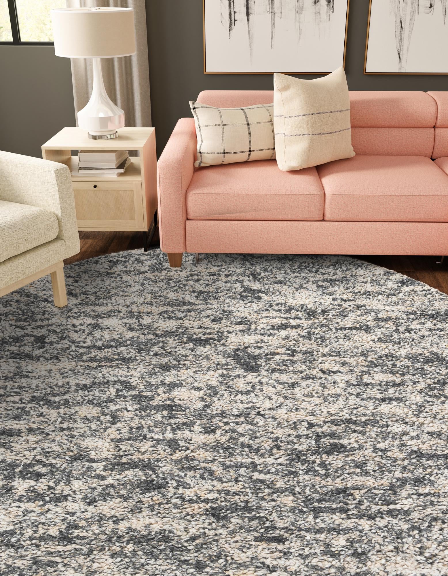 Salt and Pepper 6' 1 x 6' 1 Hand Woven Haka Deluxe Shag Round Rug | Rugs.com