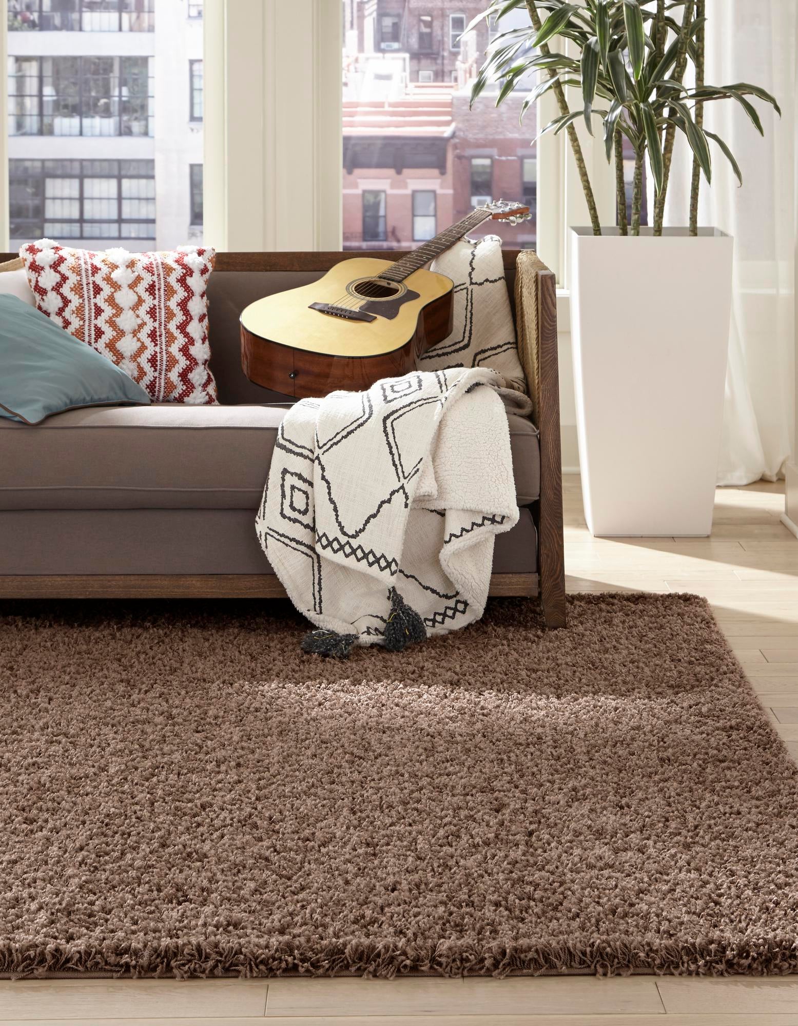 Sandy Brown 7' 10 x 7' 10 Solid Shag Square Rug | Rugs.com