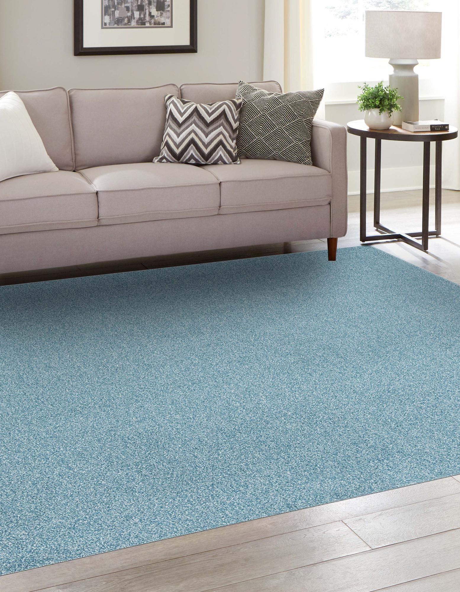 Santorini Blue 3' 3 x 3' 3 Everyday Solid Square Rug | Rugs.com