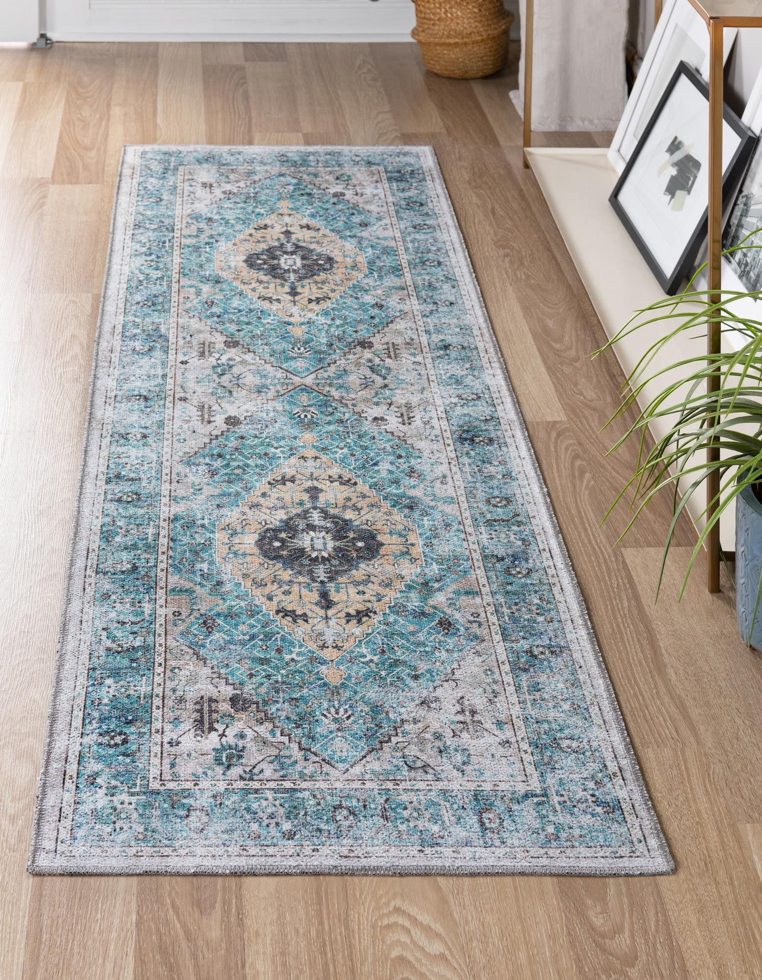 Seaglass 2' x 8' Washable Yara Runner Rug | Rugs.com