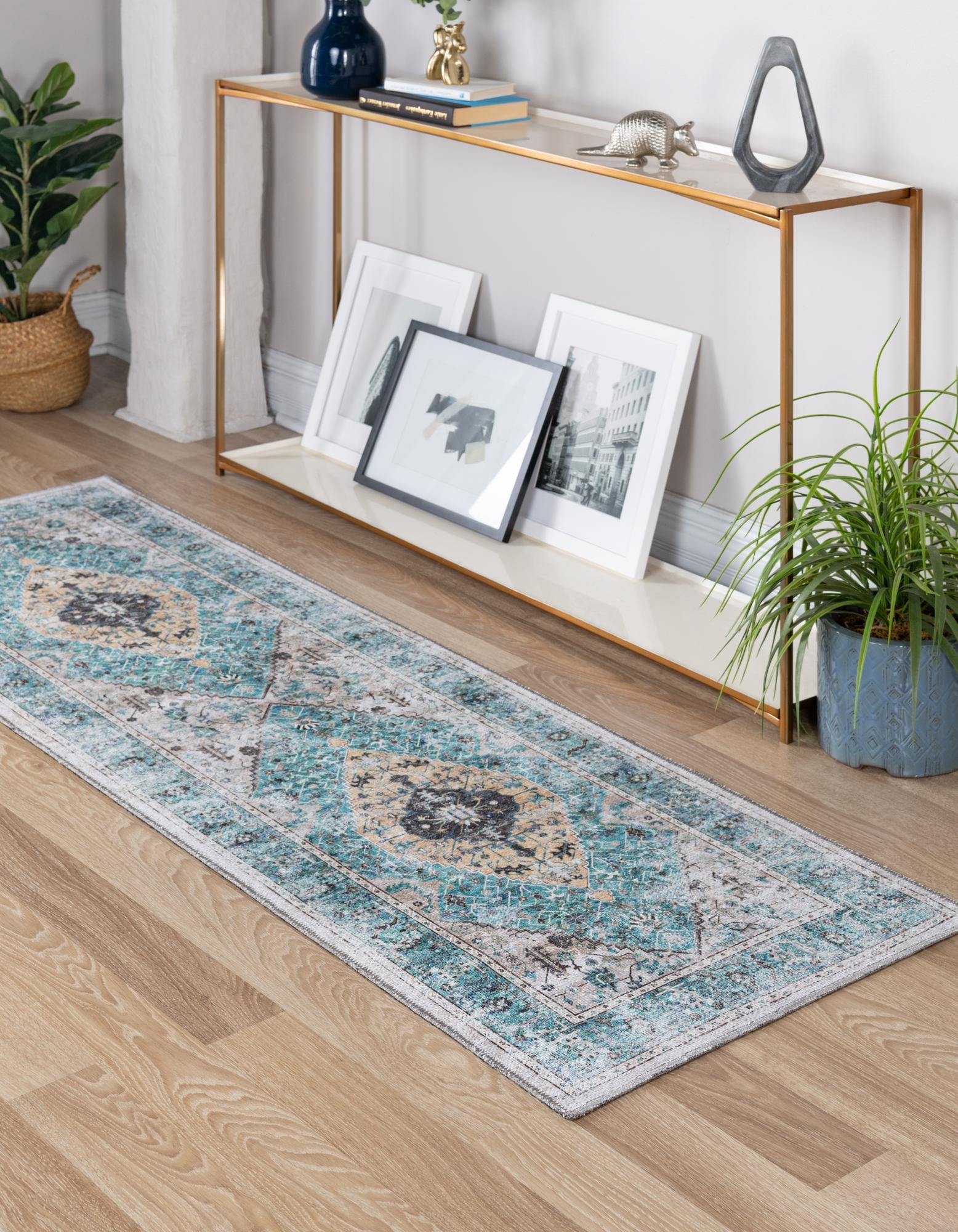 Seaglass 2' x 8' Washable Yara Runner Rug | Rugs.com