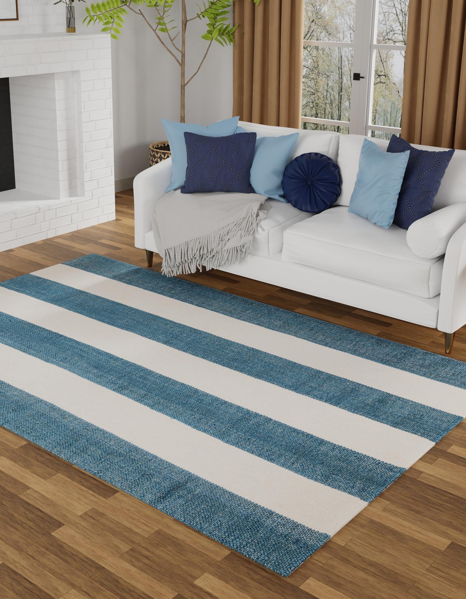 Sky blue 10' x 14' 1 Hand Woven Jill Zarin Hamptons Rug | Rugs.com