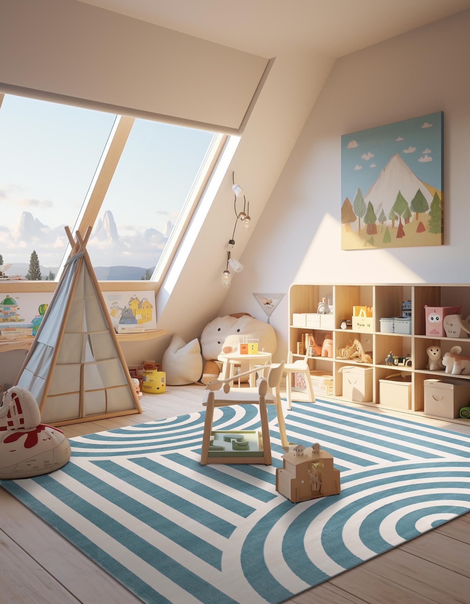 Sky blue 2' x 3' Whimsy Kids Rug | Rugs.com