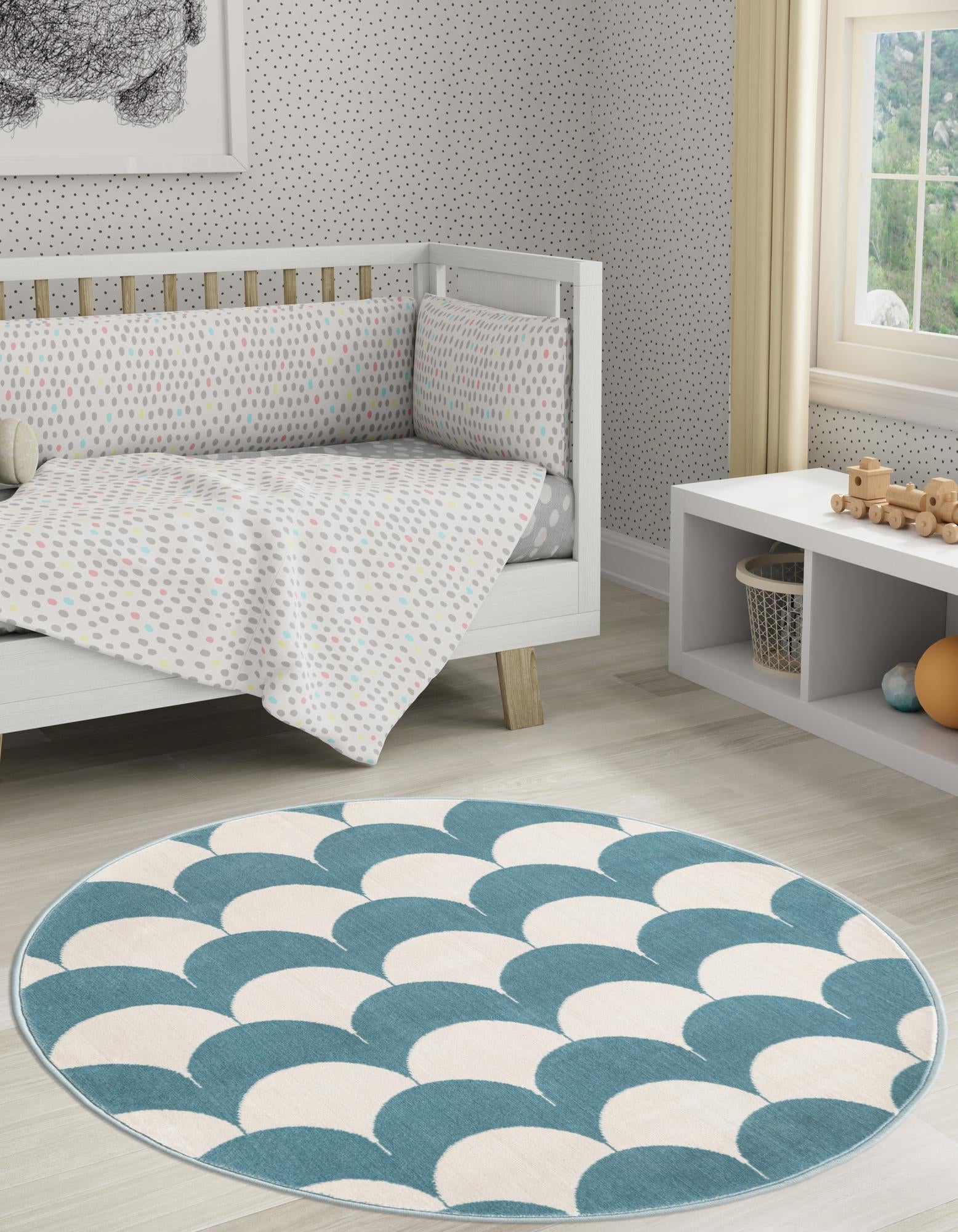 Sky blue 3' x 3' Whimsy Kids Round Rug | Rugs.com