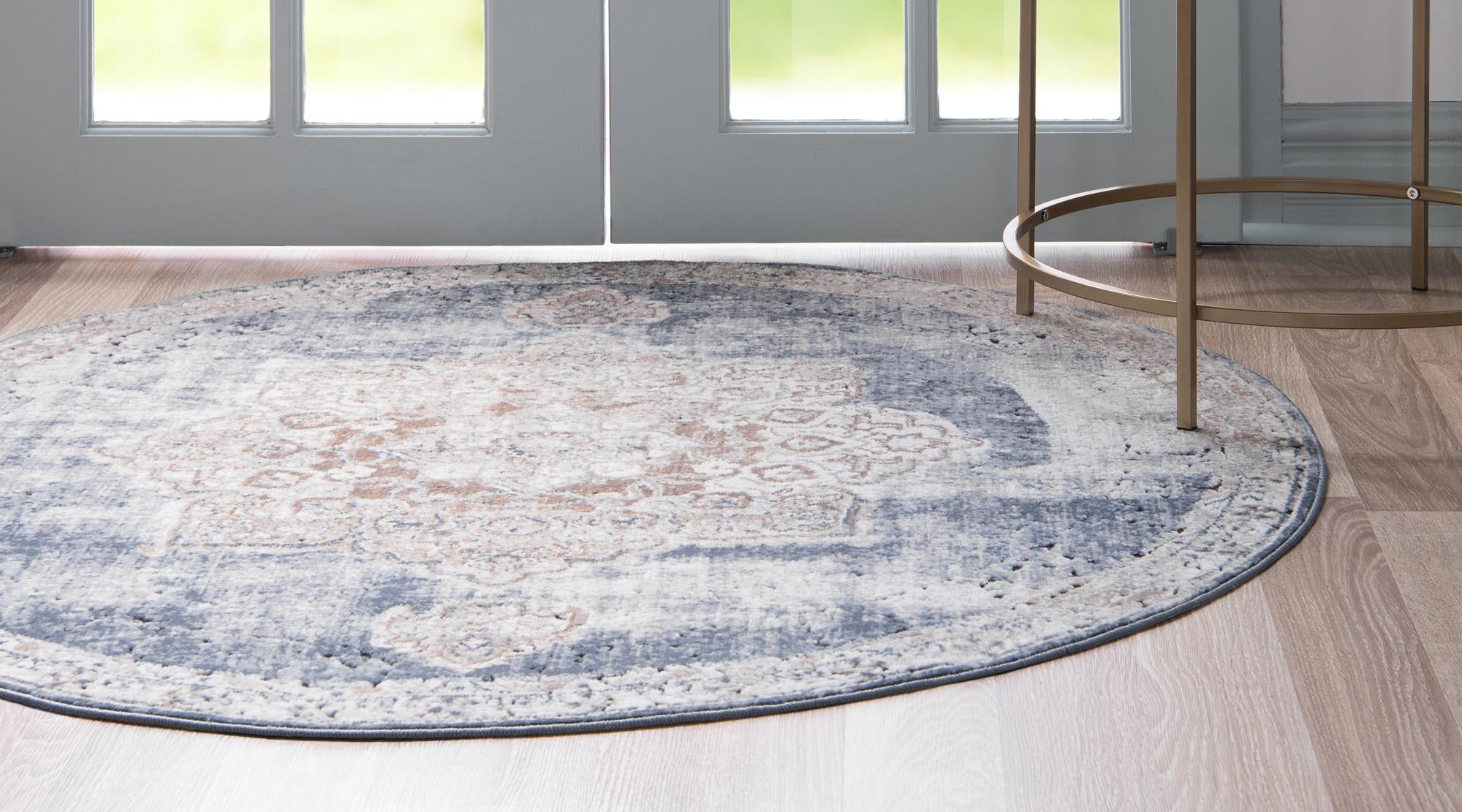 Slate Blue 8' x 8' Eliza Round Rug | Rugs.com