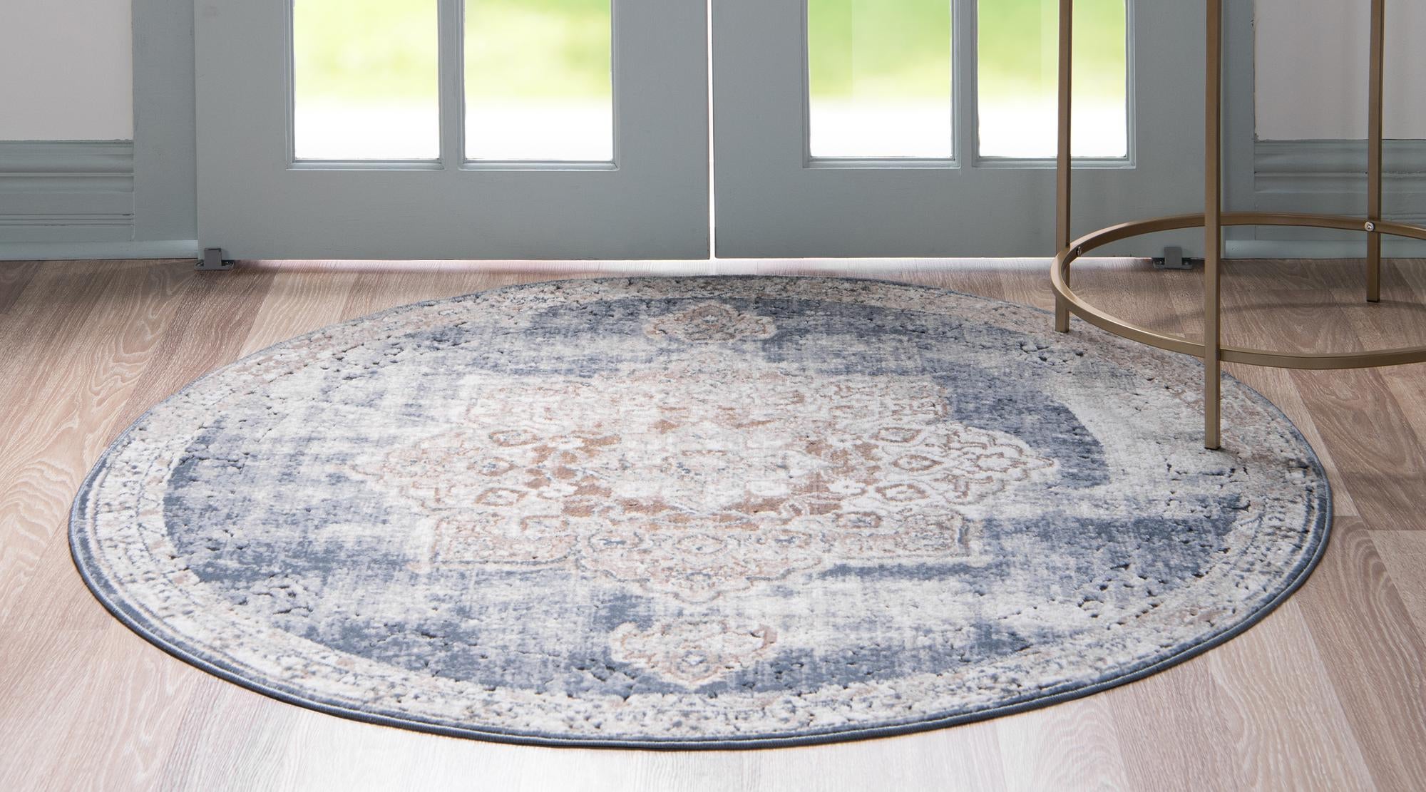 Slate Blue 4' x 4' Eliza Round Rug | Rugs.com