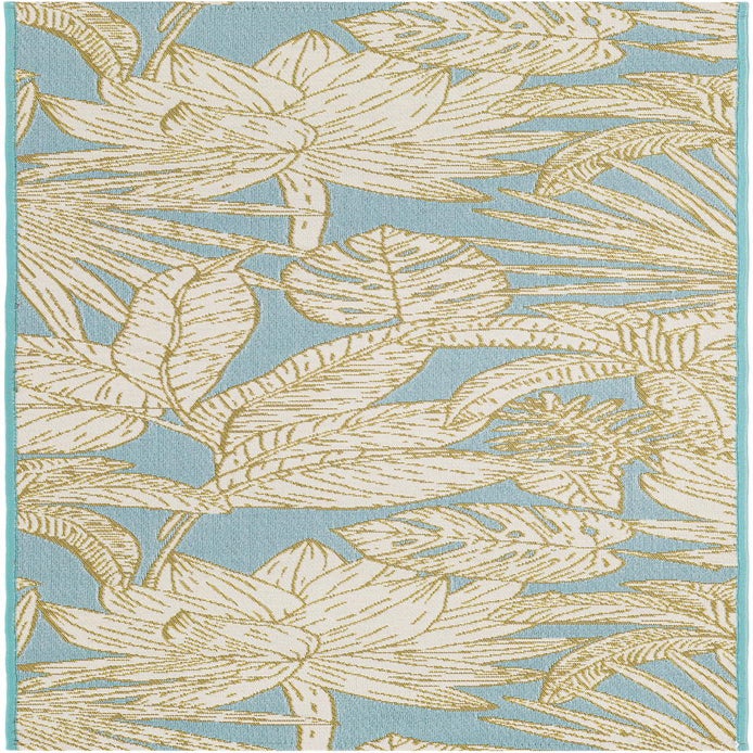 Soft Blue 2' x 6' Botanical Indoor / Outdoor Runner Rug | Rugs.com