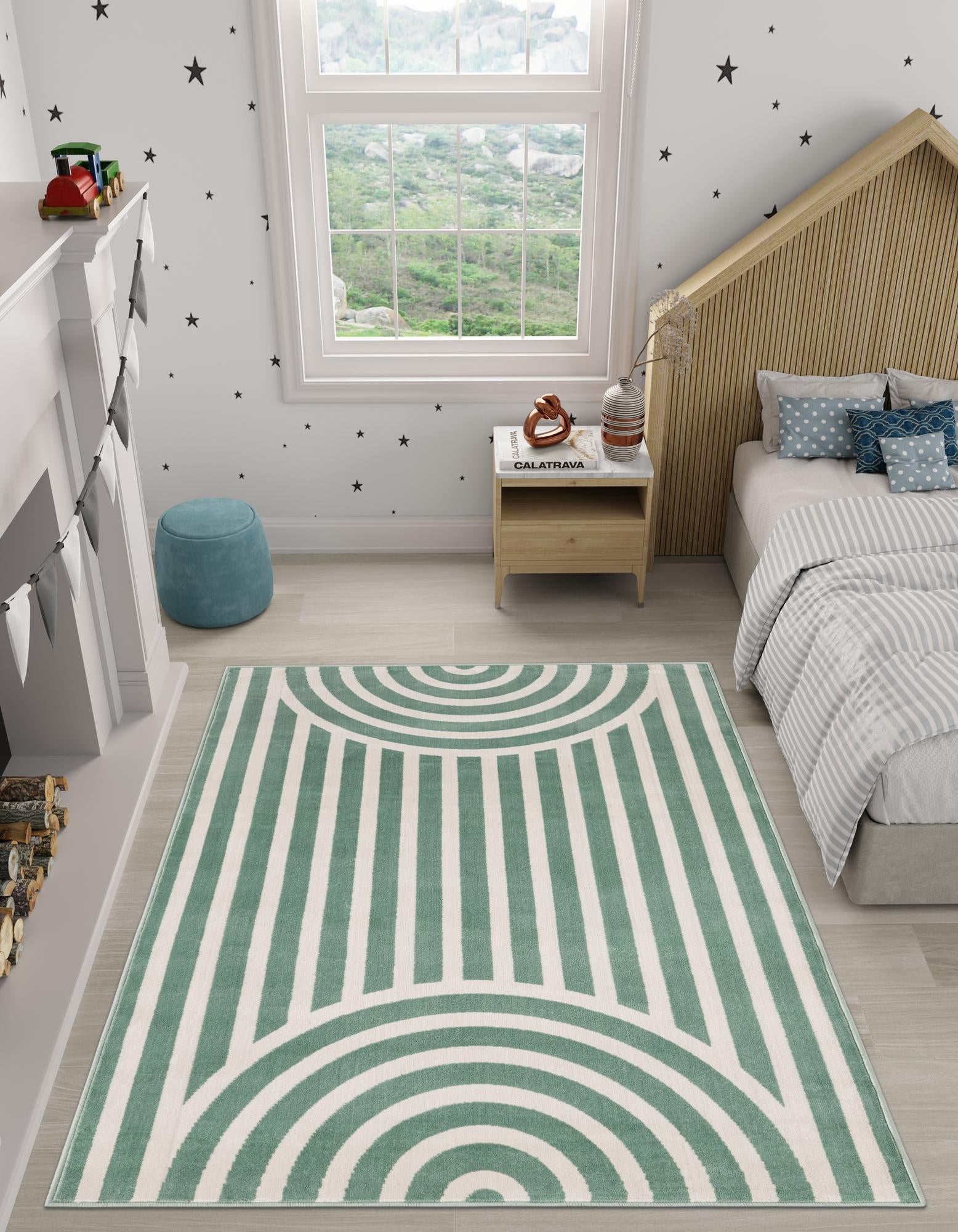 Soft Green 5' 3 x 8' Whimsy Kids Rug | Rugs.com