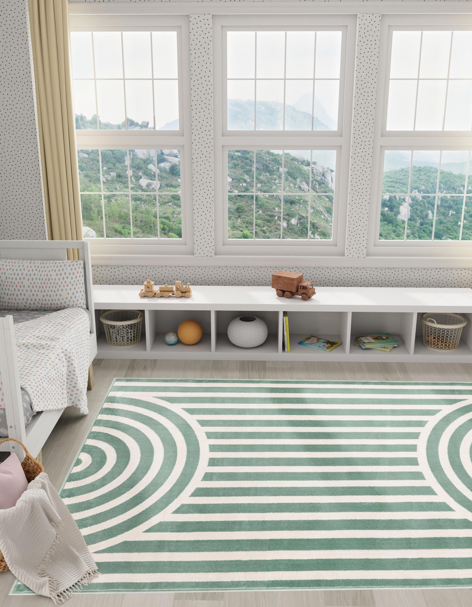 Soft Green 5' 3 x 8' Whimsy Kids Rug | Rugs.com