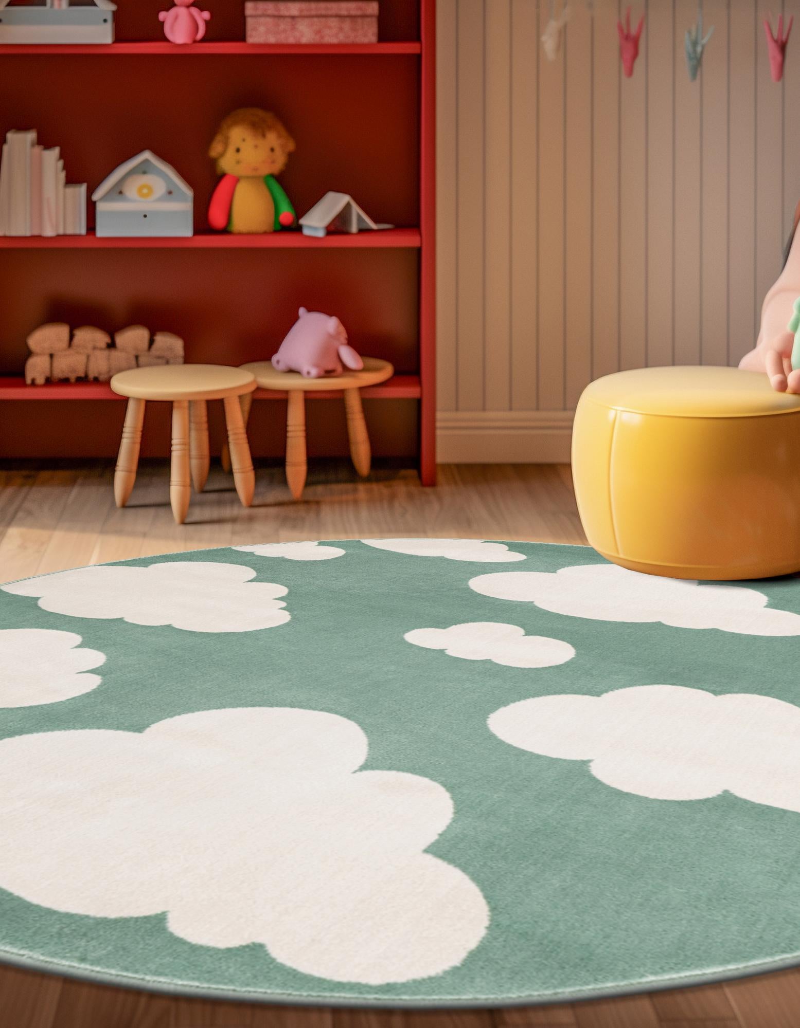 Soft Green 7' 10 x 7' 10 Whimsy Kids Round Rug | Rugs.com