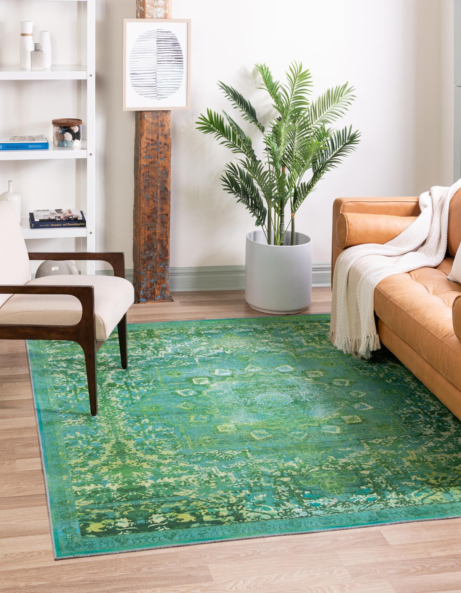 Spring Green 7' 3 x 7' 3 Washable Francesca Square Rug | Rugs.com