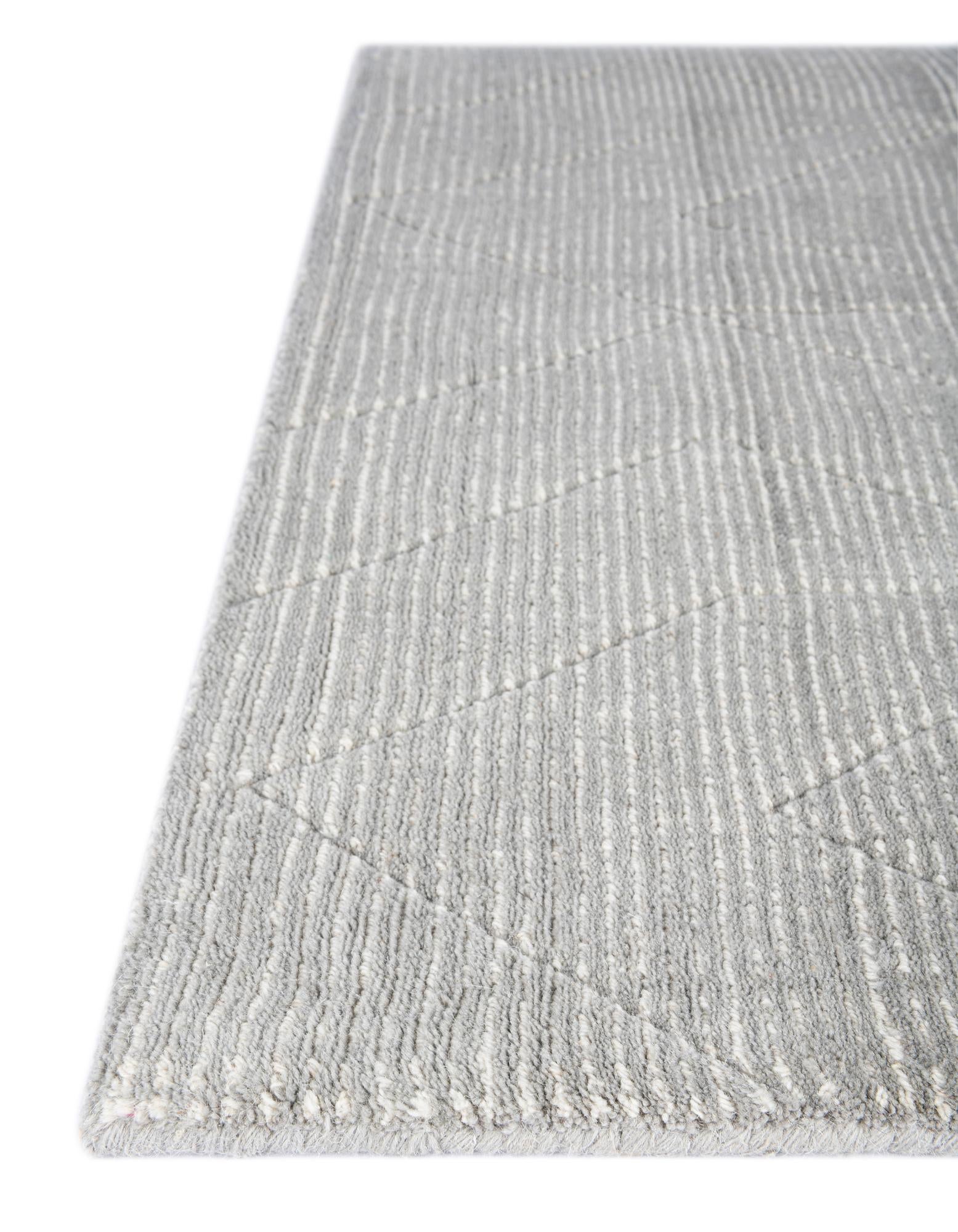 Steel gray 2' x 6' 1 WoolCraft Geometric Runner Rug | Rugs.com