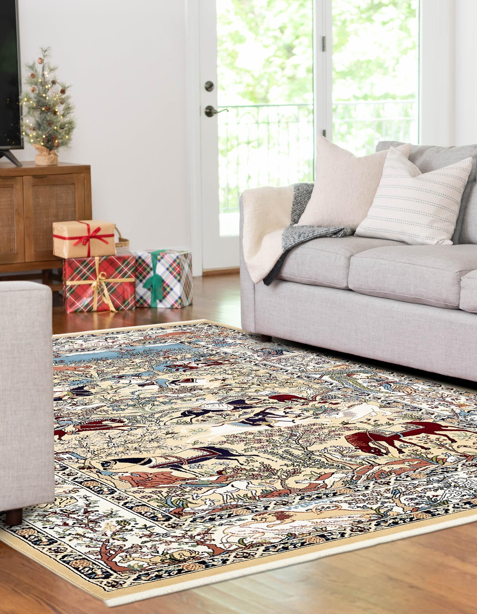 Tan 5' x 8' Nain Design Rug | Rugs.com
