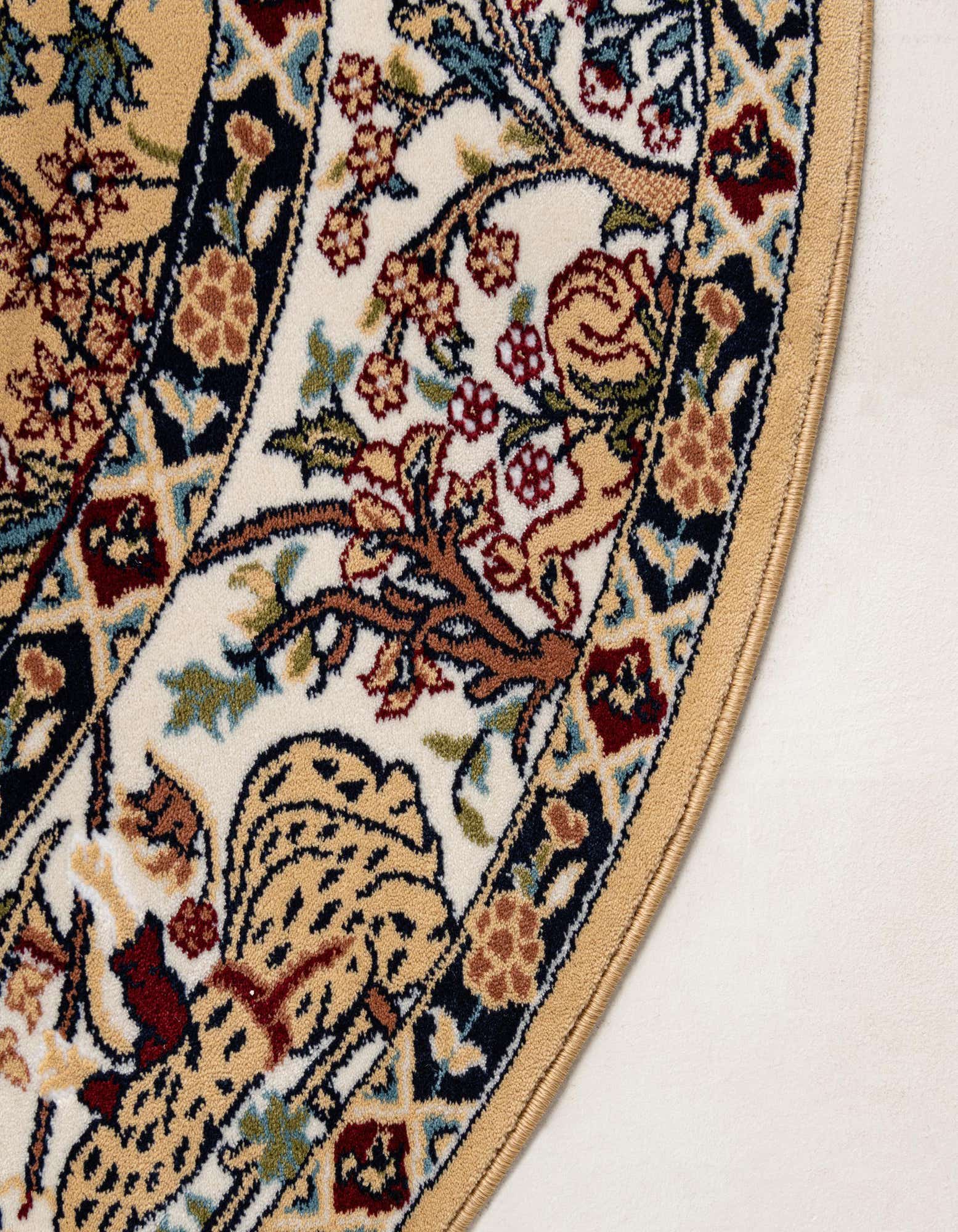 Tan 5' x 5' Nain Design Round Rug | Rugs.com