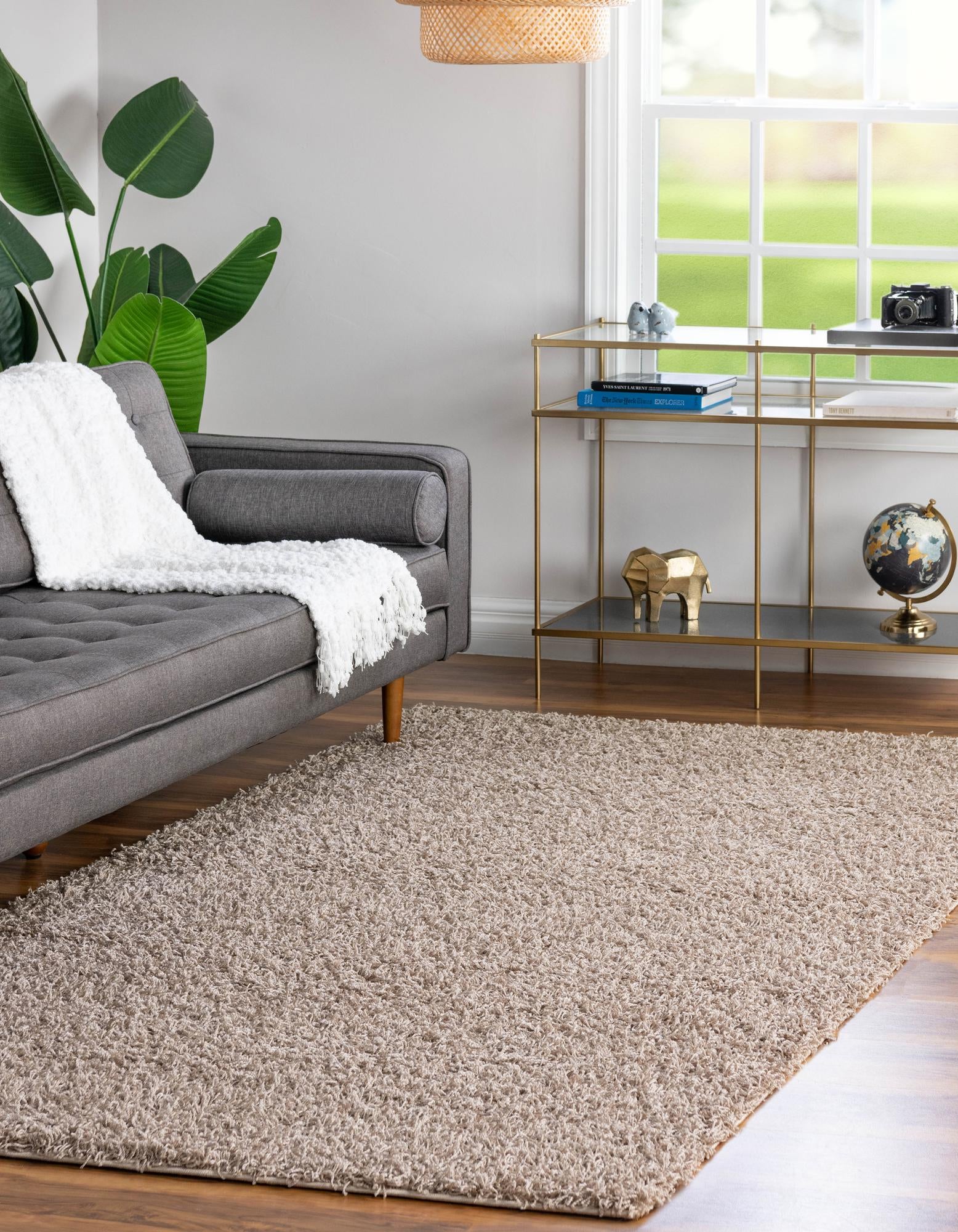 Taupe 9' x 12' Comfort Solid Shag Rug | Rugs.com