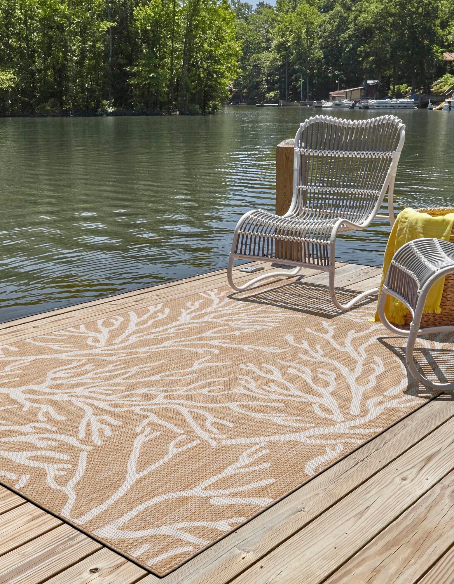 Taupe 9' x 12' Coastal Indoor / Outdoor Rug | Rugs.com