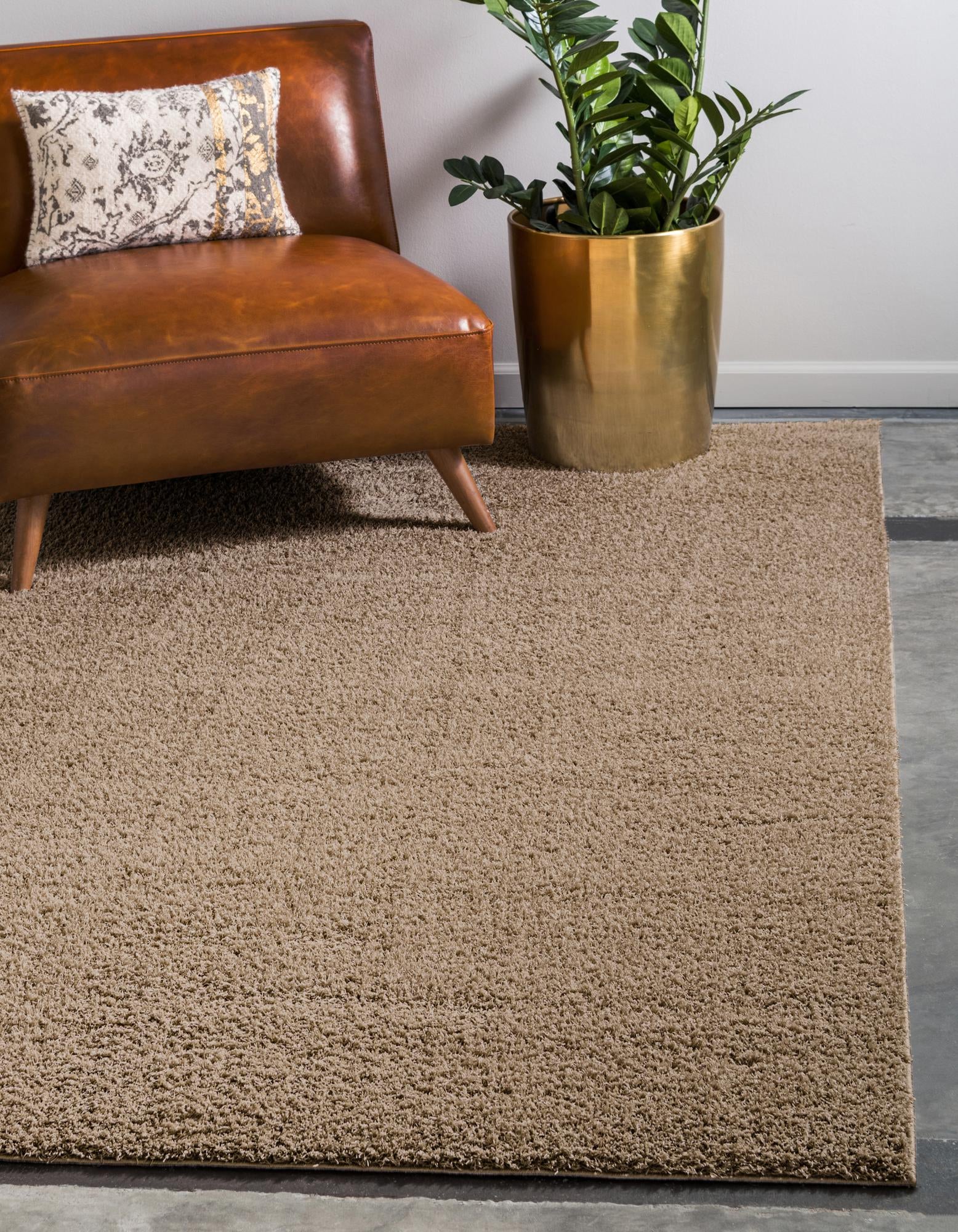 Sandy Brown 8' x 10' Solid Shag Rug | Rugs.com
