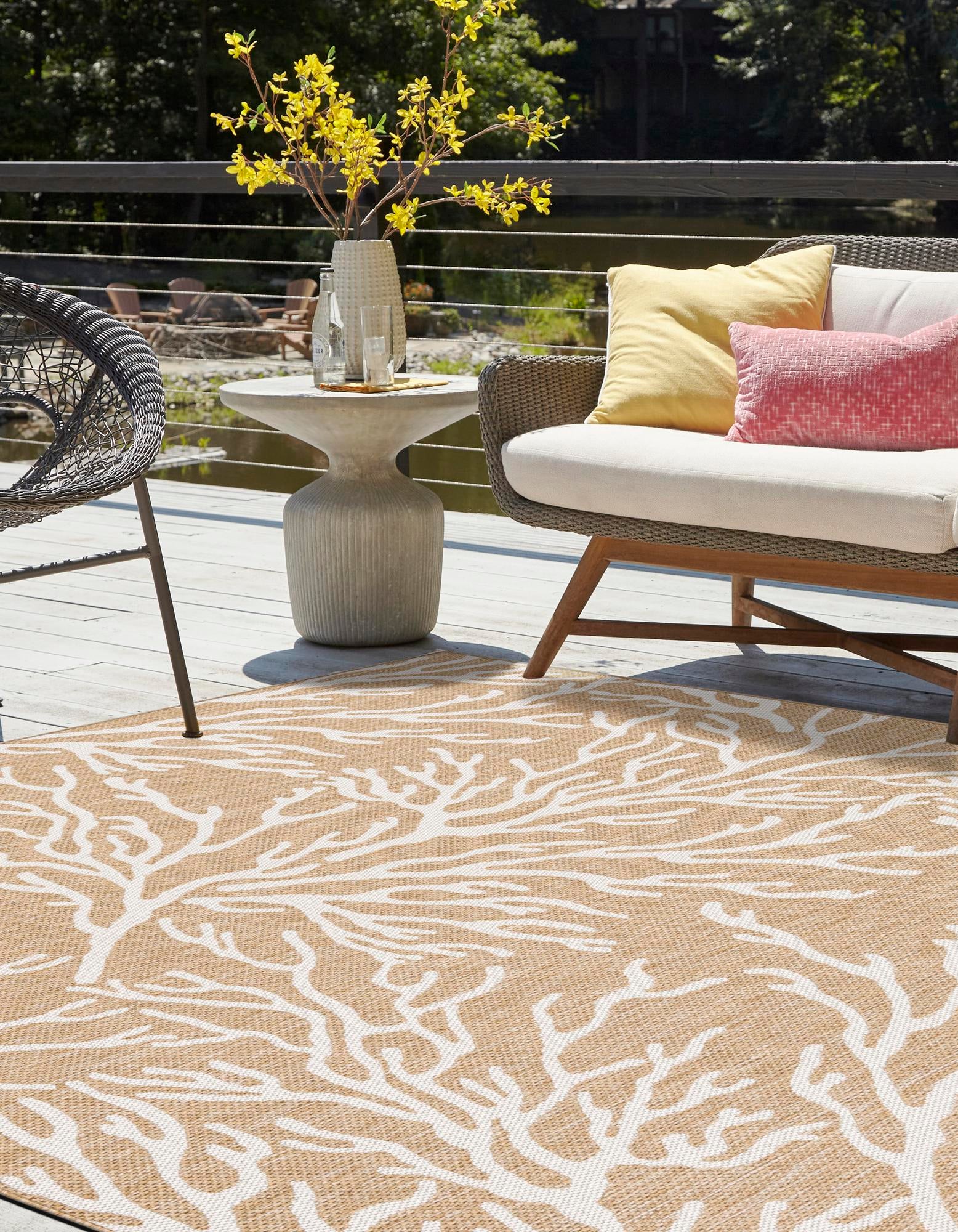 Taupe 12' x 12' Coastal Indoor / Outdoor Square Rug | Rugs.com