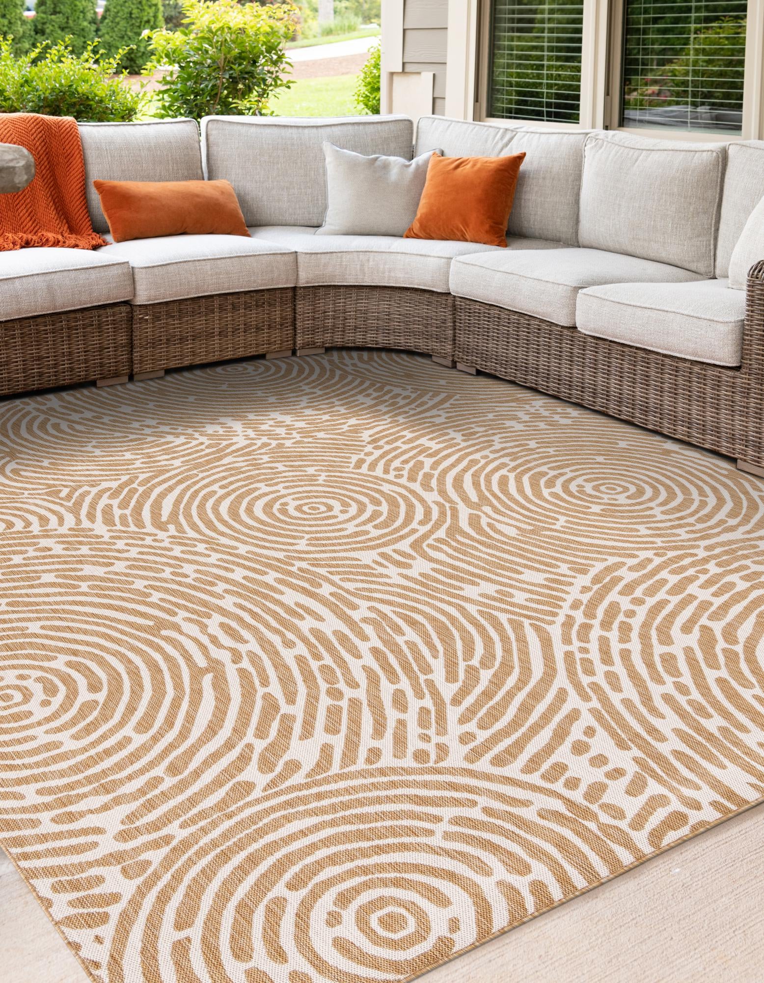 Taupe 12' x 12' Modern Indoor / Outdoor Square Rug | Rugs.com