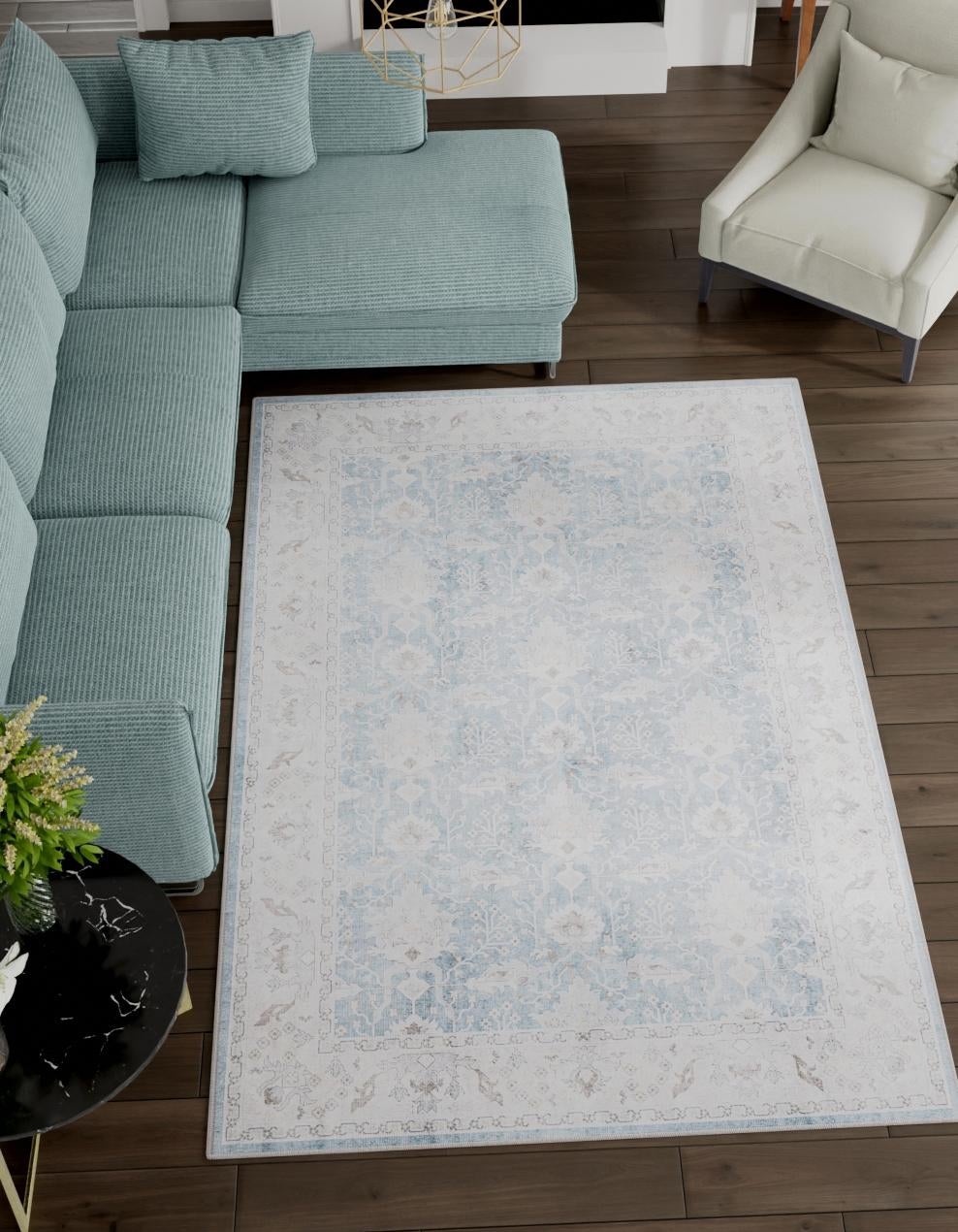 Teal blue 8' 4 x 12' Timeless Rug | Rugs.com