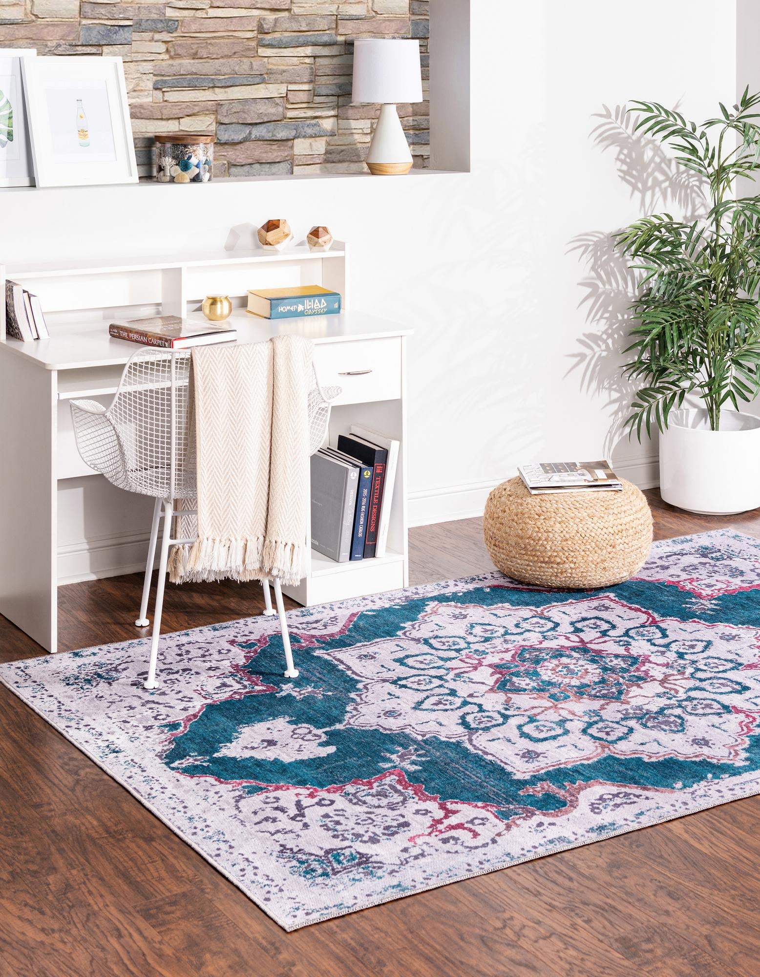 Teal Green 7' 10 x 11' Washable Francesca Rug | Rugs.com