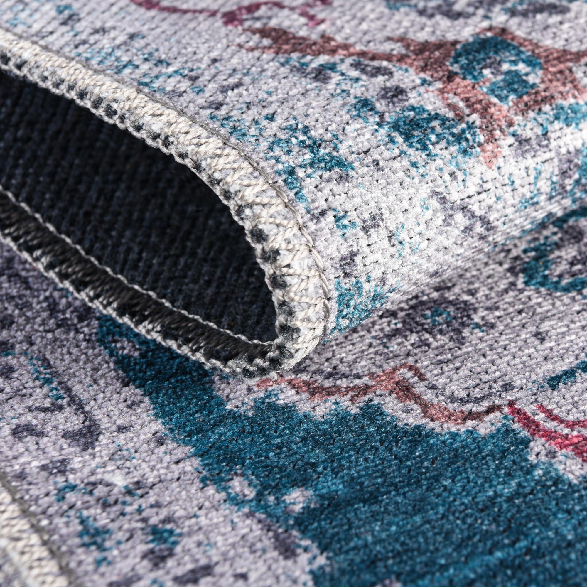 Teal Green 2' x 9' 10 Washable Francesca Runner Rug | Rugs.com