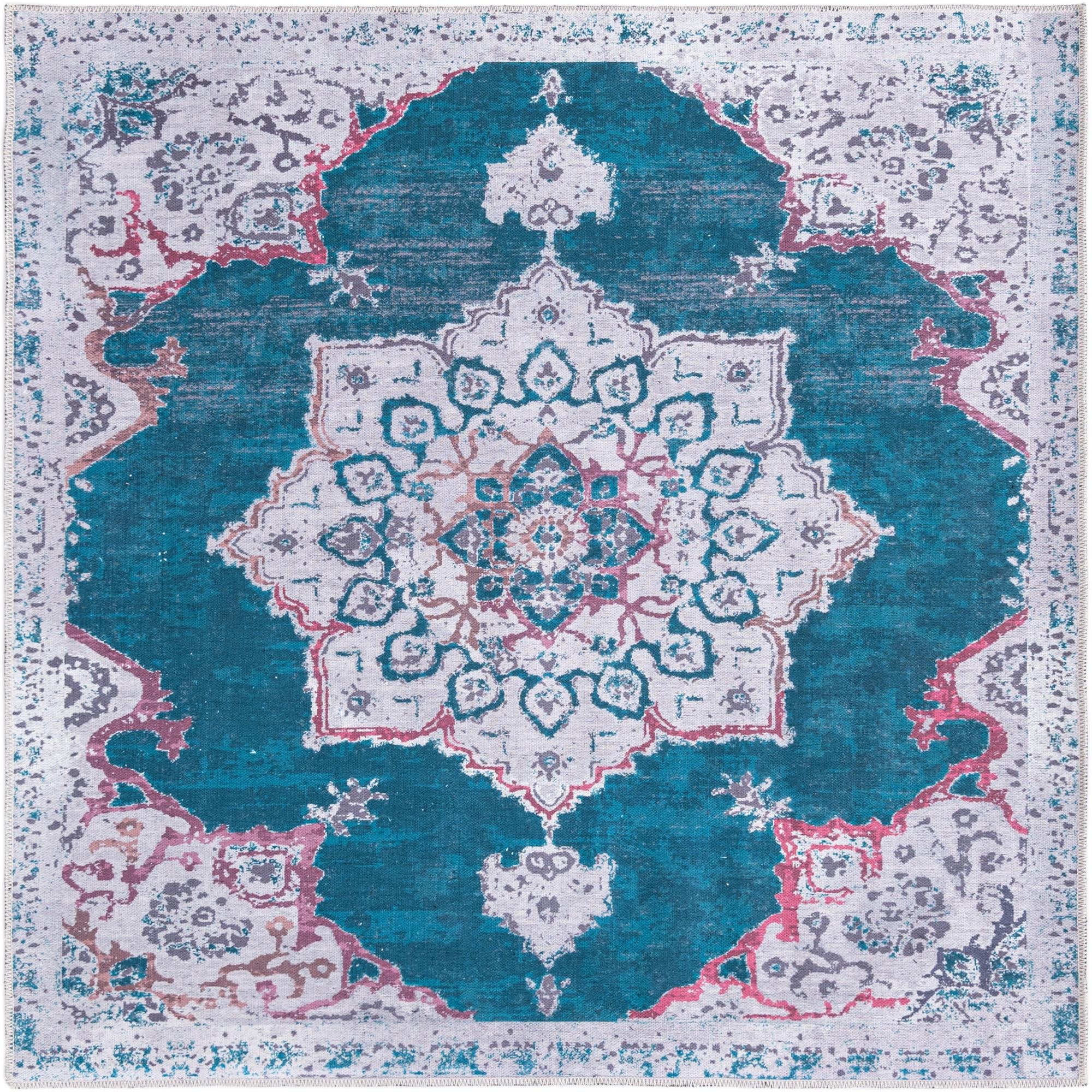 Spring Green 5' 3 x 5' 3 Washable Francesca Square Rug | Rugs.com