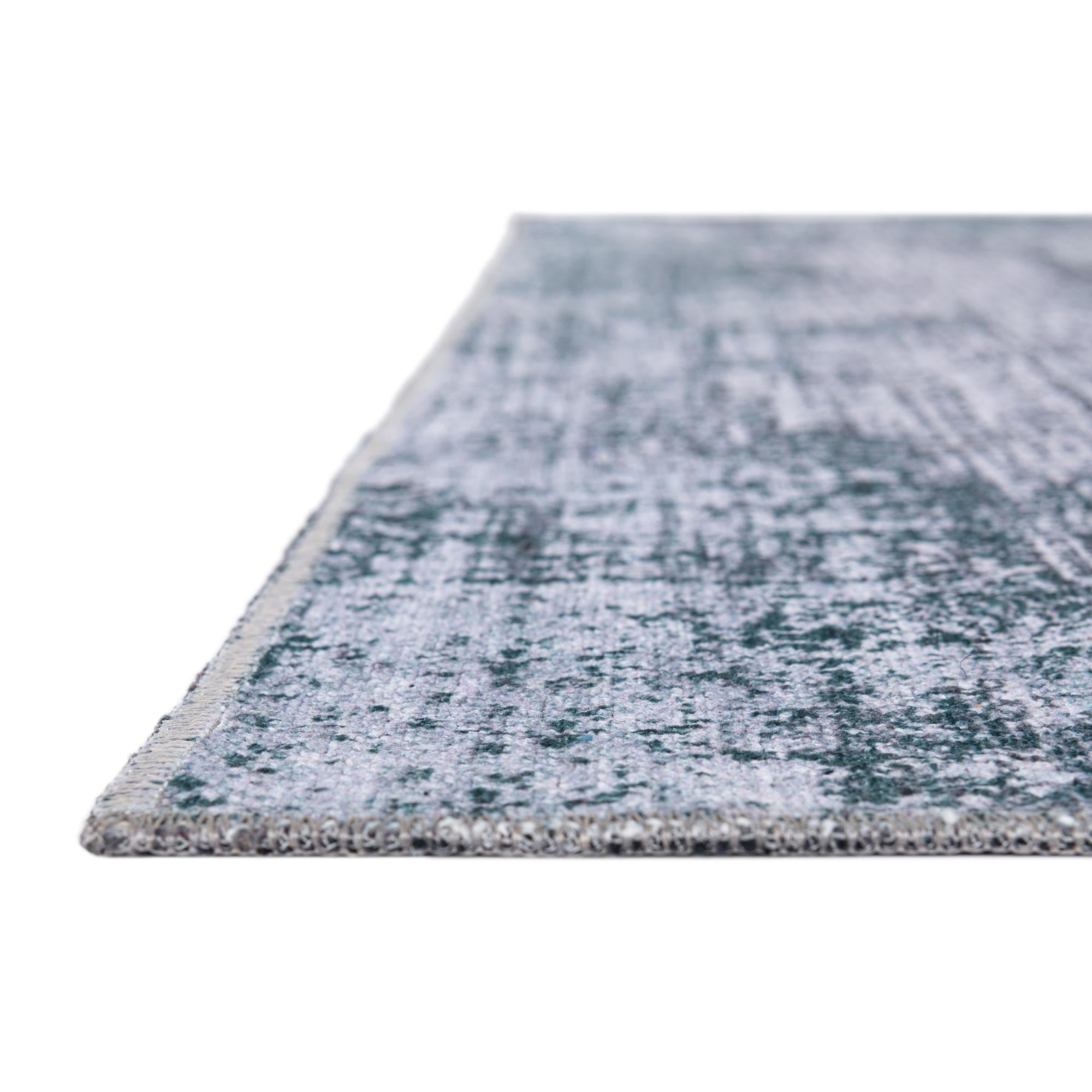 Teal Ivory 2' x 8' Washable Yara Runner Rug | Rugs.com