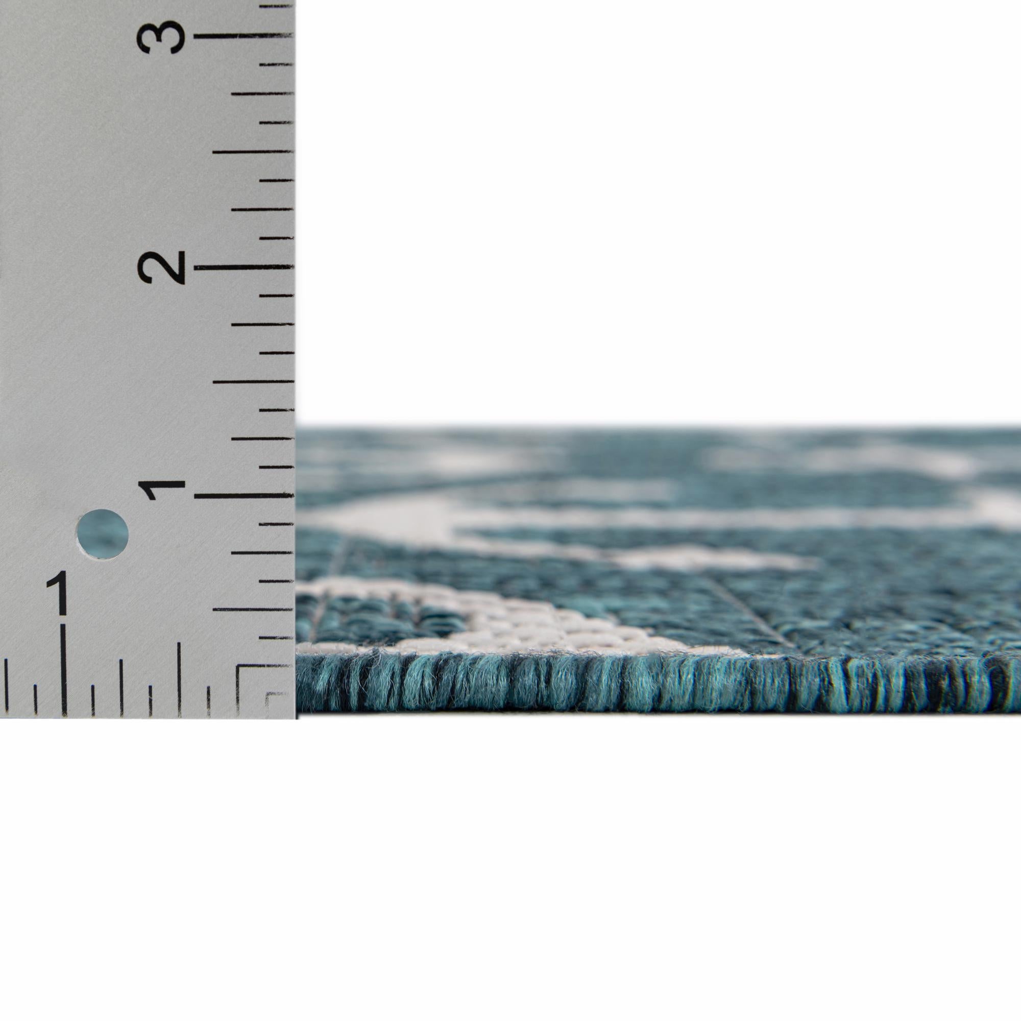 Teal 7' 10 x 7' 10 Coastal Indoor / Outdoor Octagon Rug | Rugs.com